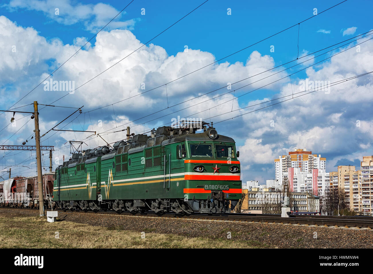 Locomotive of a freight train Stock Photo - Alamy