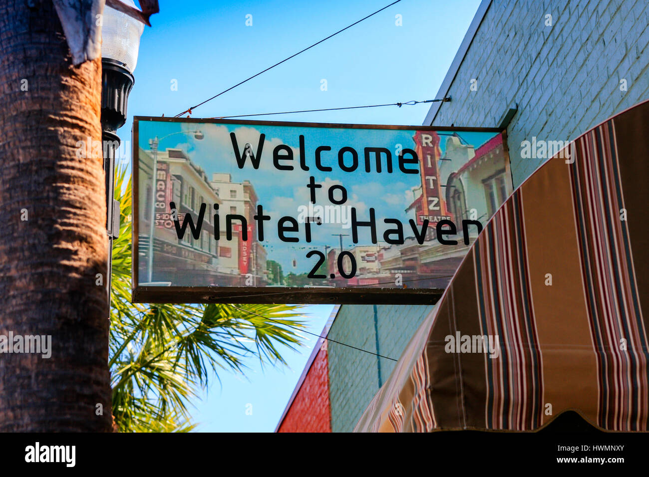 Welcome to Winter Haven 2.0 overhead sign in the downtown area of this ...