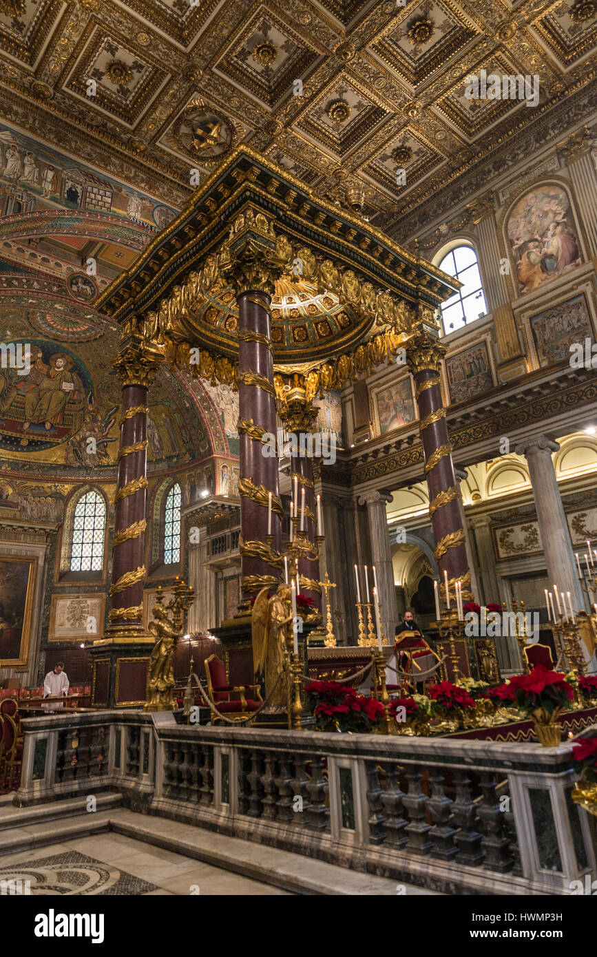 Rome, Italy - January 1, 2017: Interior of the Basilica di Santa Maria ...