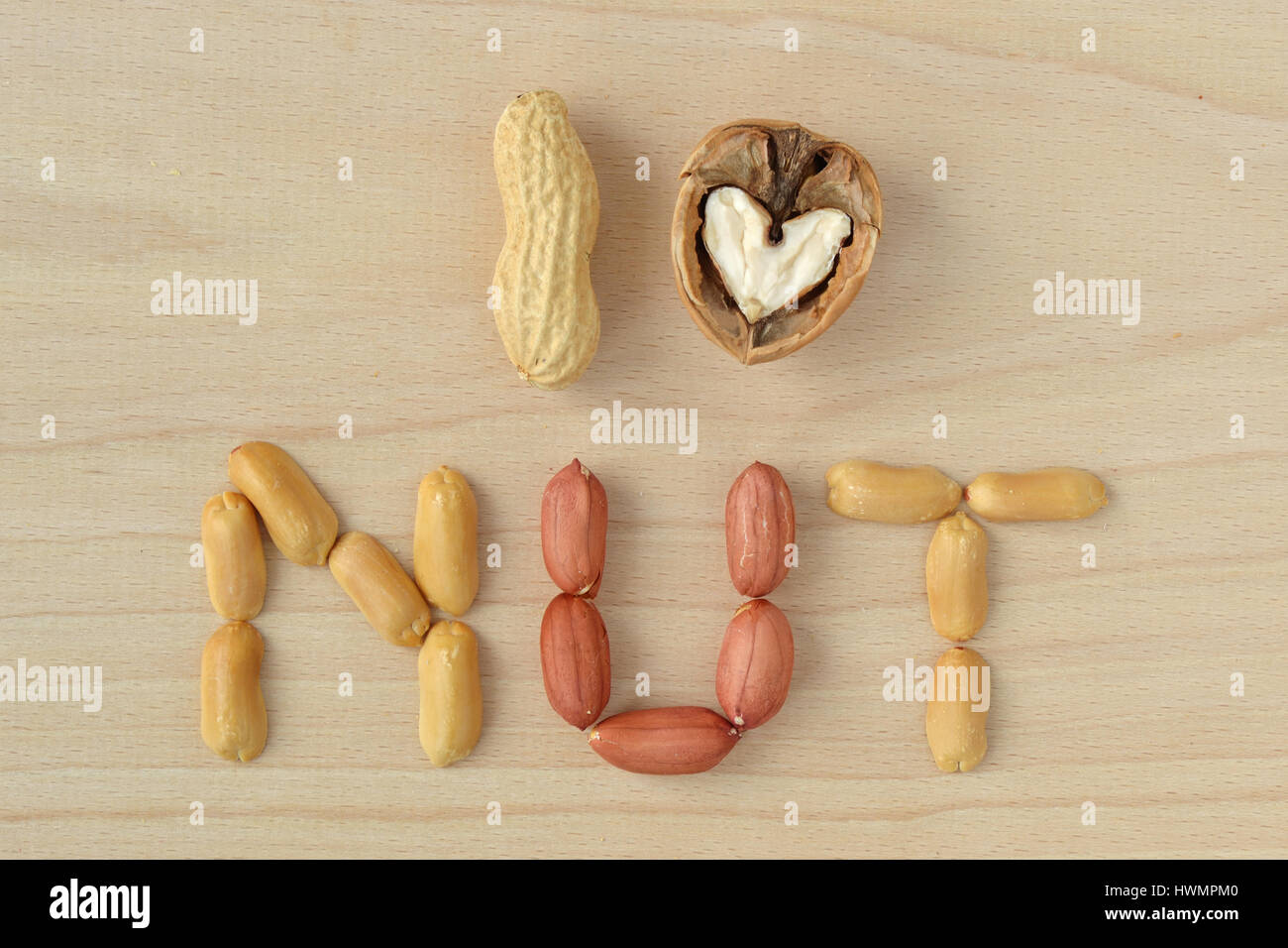 I love nut written with nuts Stock Photo - Alamy