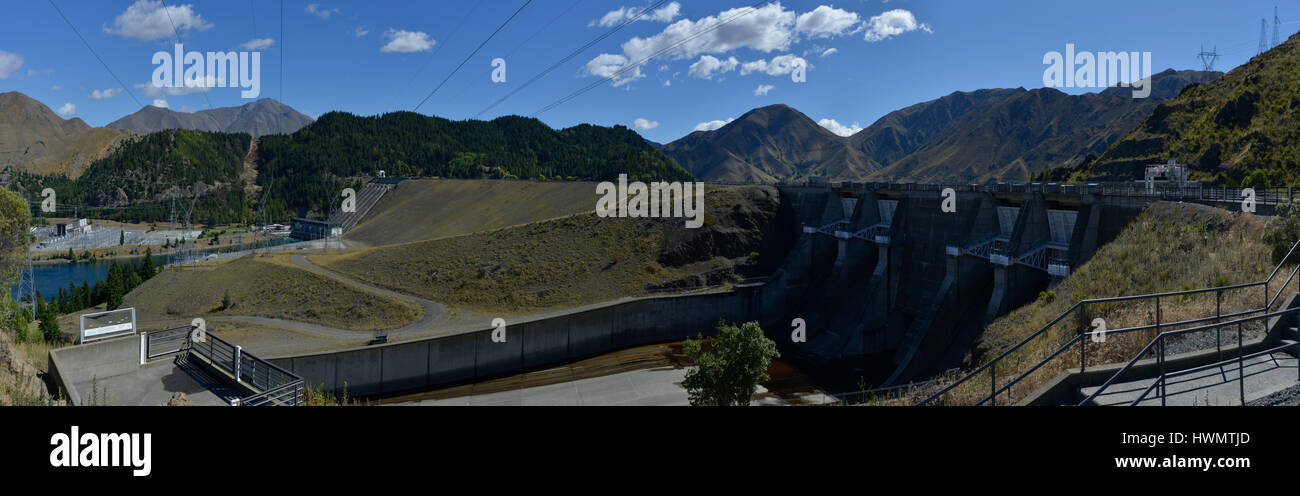 A panorama of the Benmore Hydro station. With a generating capacity of ...