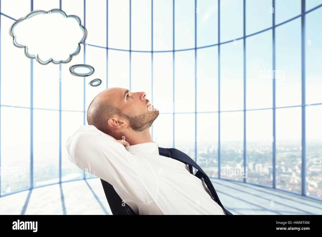 Successful Businessman relax and think Stock Photo - Alamy