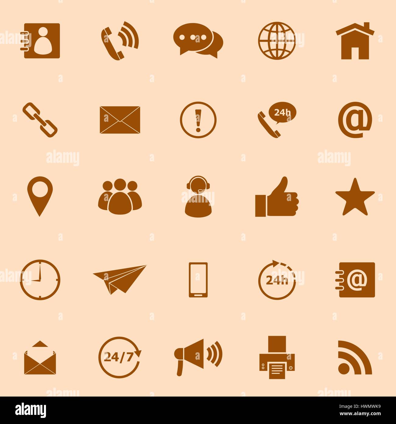 Contact us color icons on orange background, stock vector Stock Vector ...