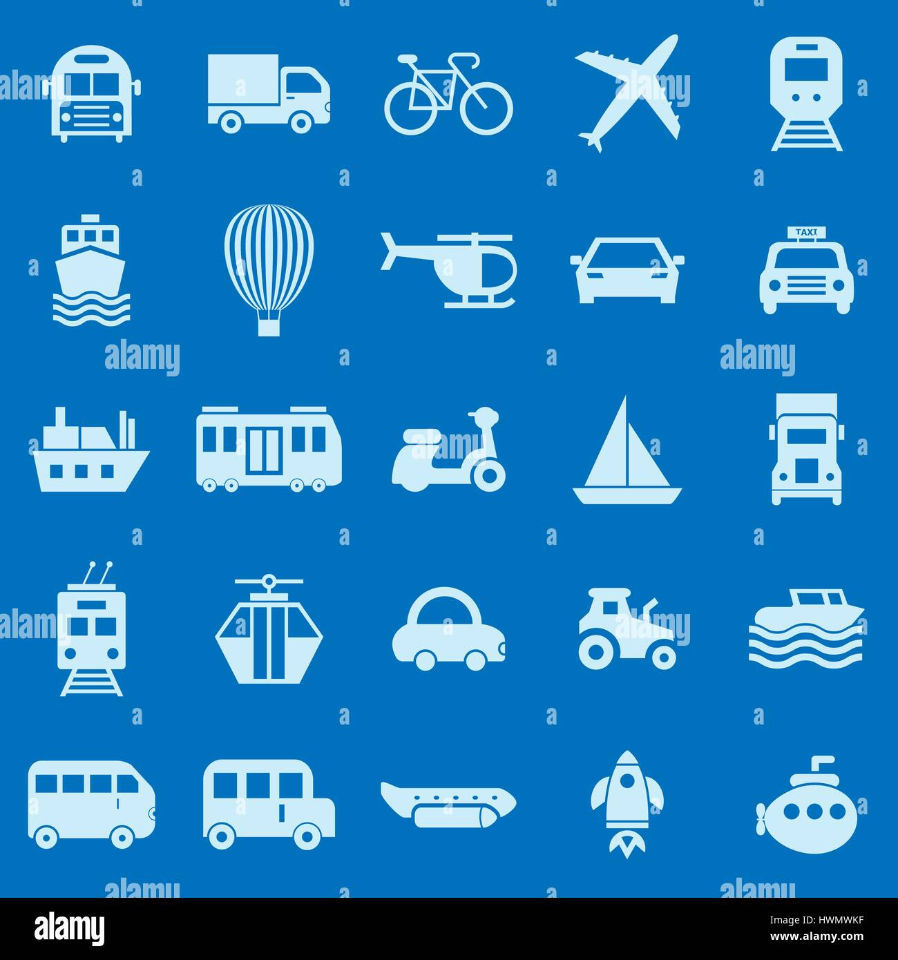 Transportation color icons on blue background, stock vector Stock ...
