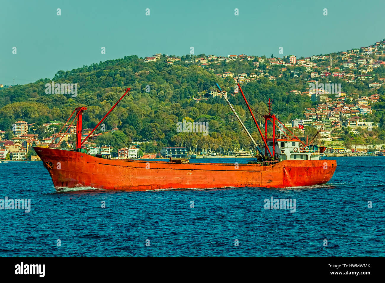 Red fishing boat Stock Photo - Alamy