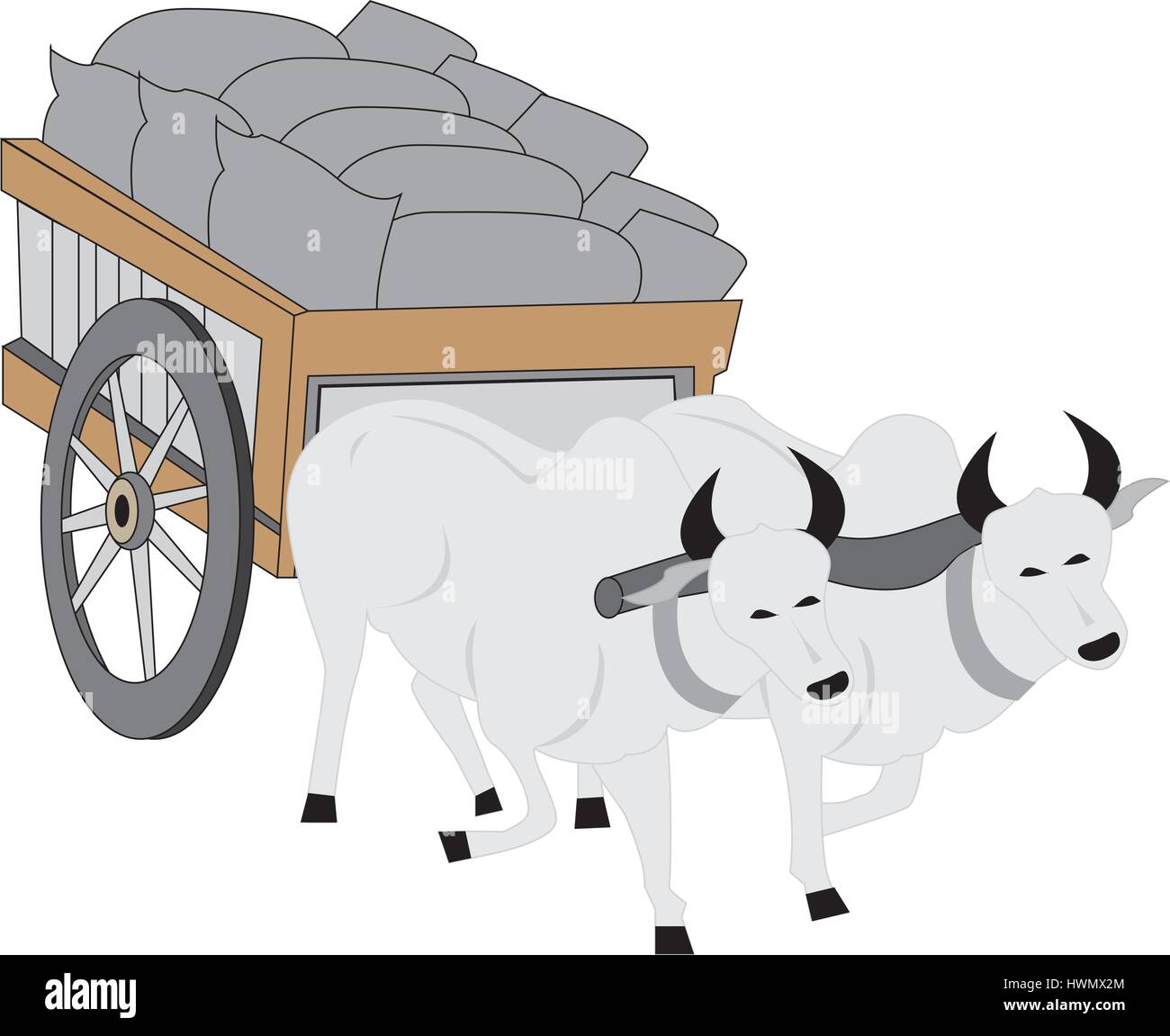 bullock cart illustration vector image Stock Vector Image & Art - Alamy