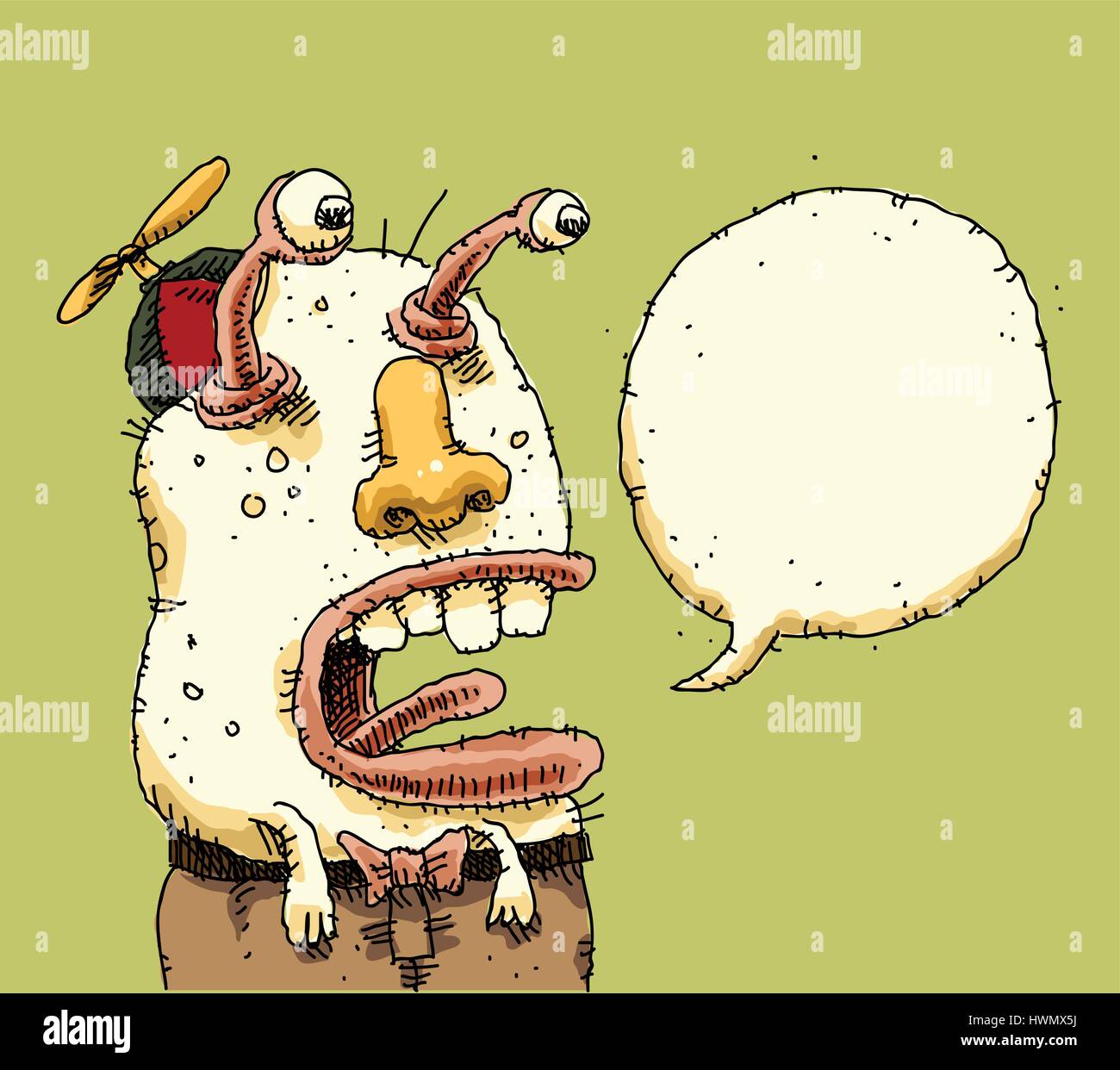 A funny cartoon alien talking with a blank speech bubble Stock Vector ...