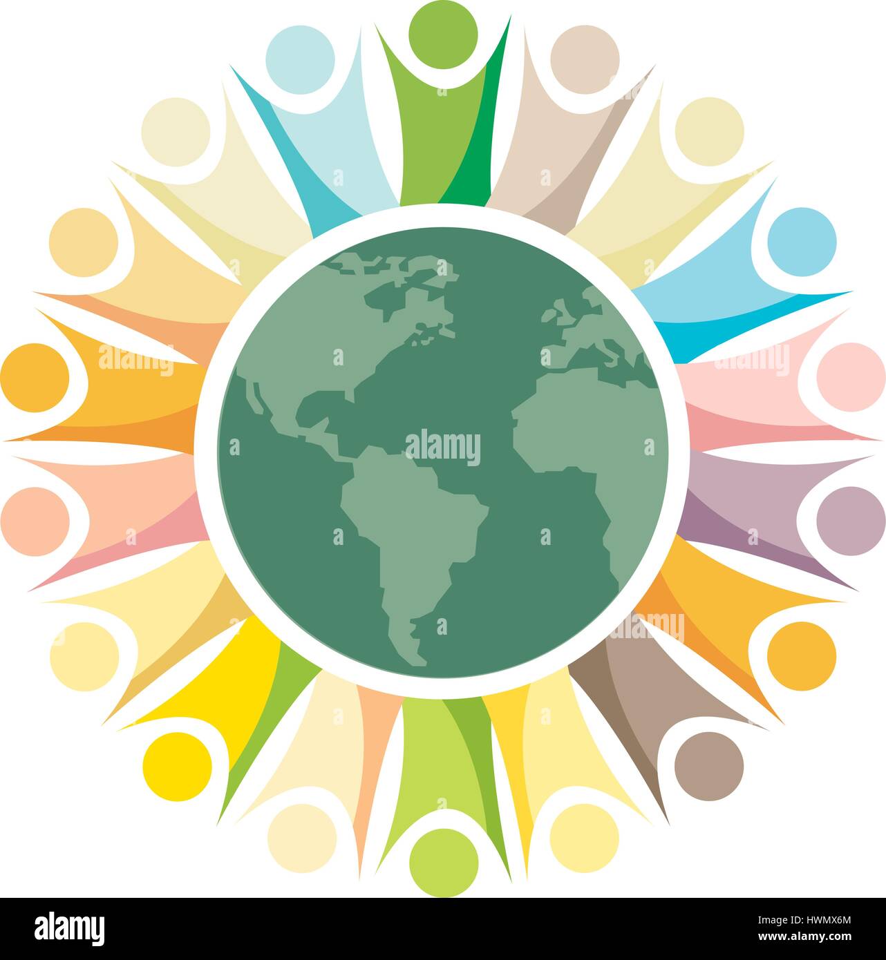 Team work multicolored people around the globe Stock Vector Image & Art ...