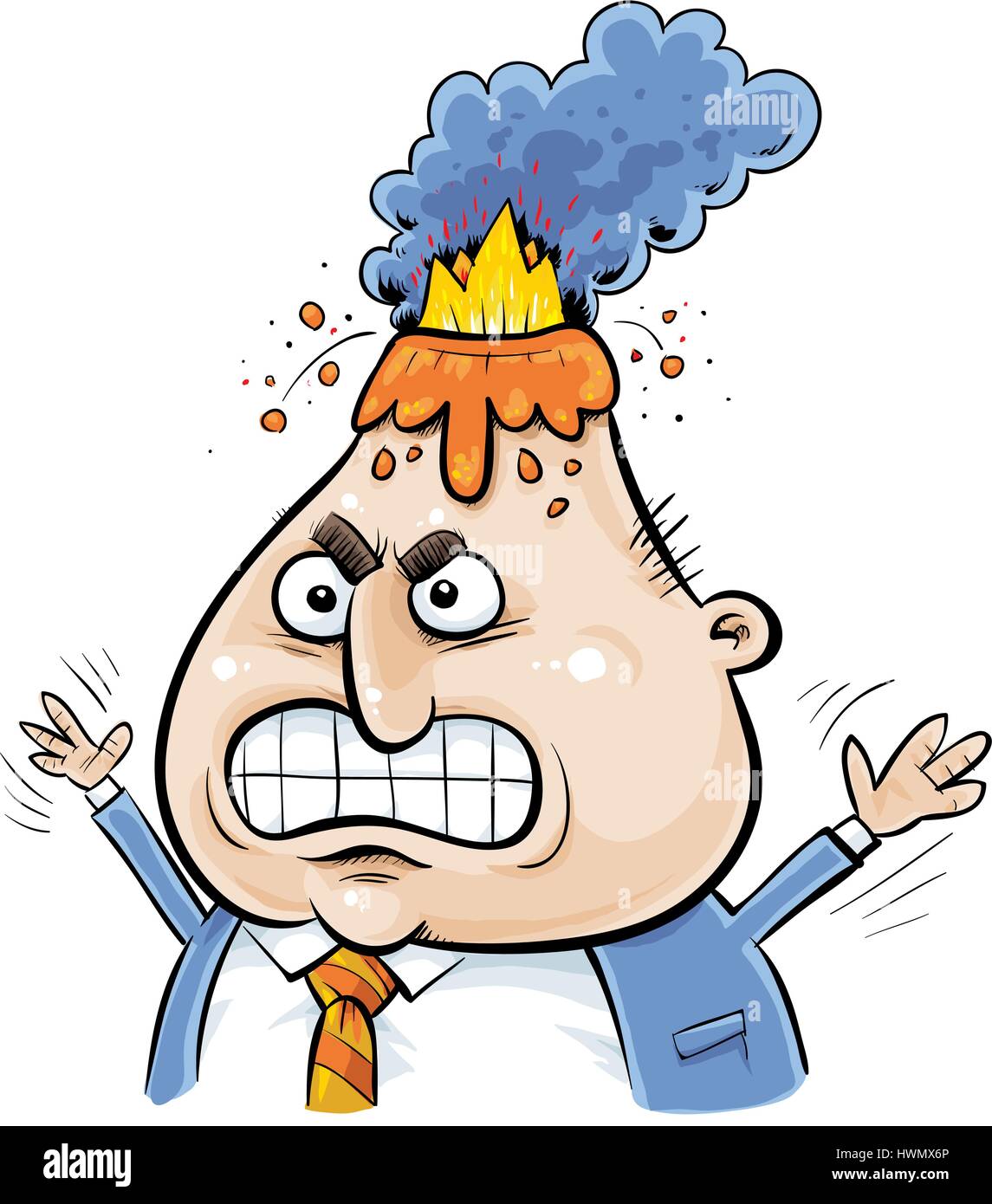 A cartoon volcano erupts from an angry businessman's head Stock Vector ...