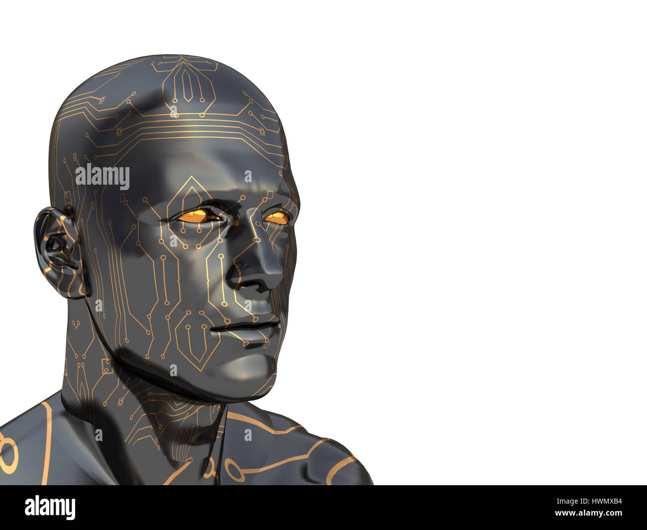 3d illustration head electronic circuit hi-res stock photography and ...
