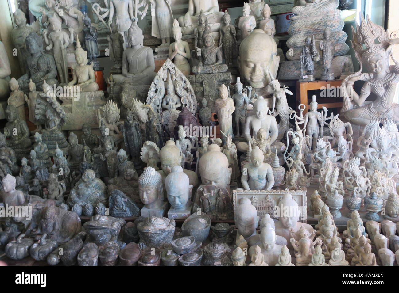 Marble and stone workshop at roadside near Ho Chi Minh cityy, Vietnam ...