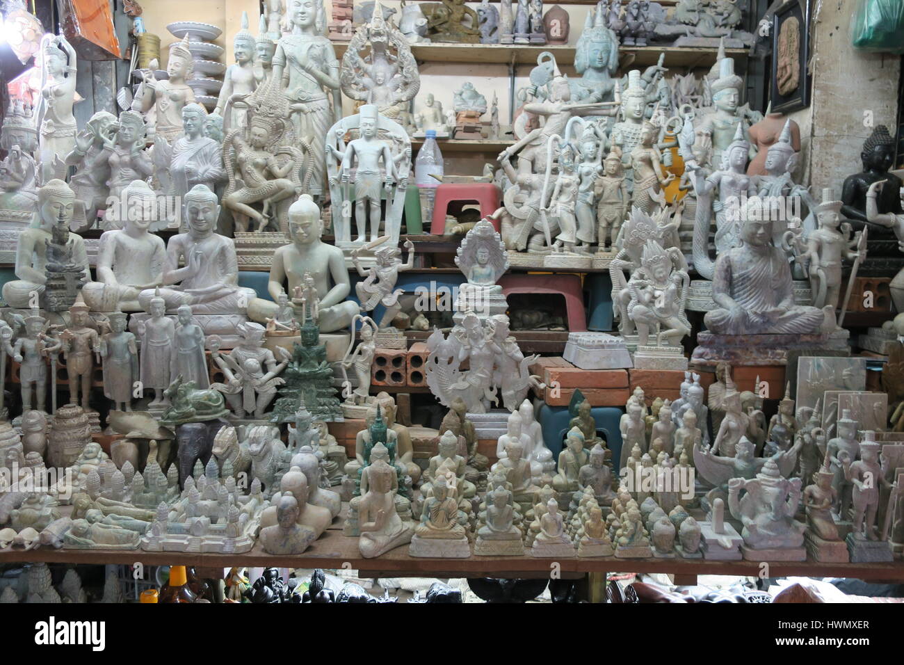 Marble and stone workshop at roadside near Ho Chi Minh cityy, Vietnam ...
