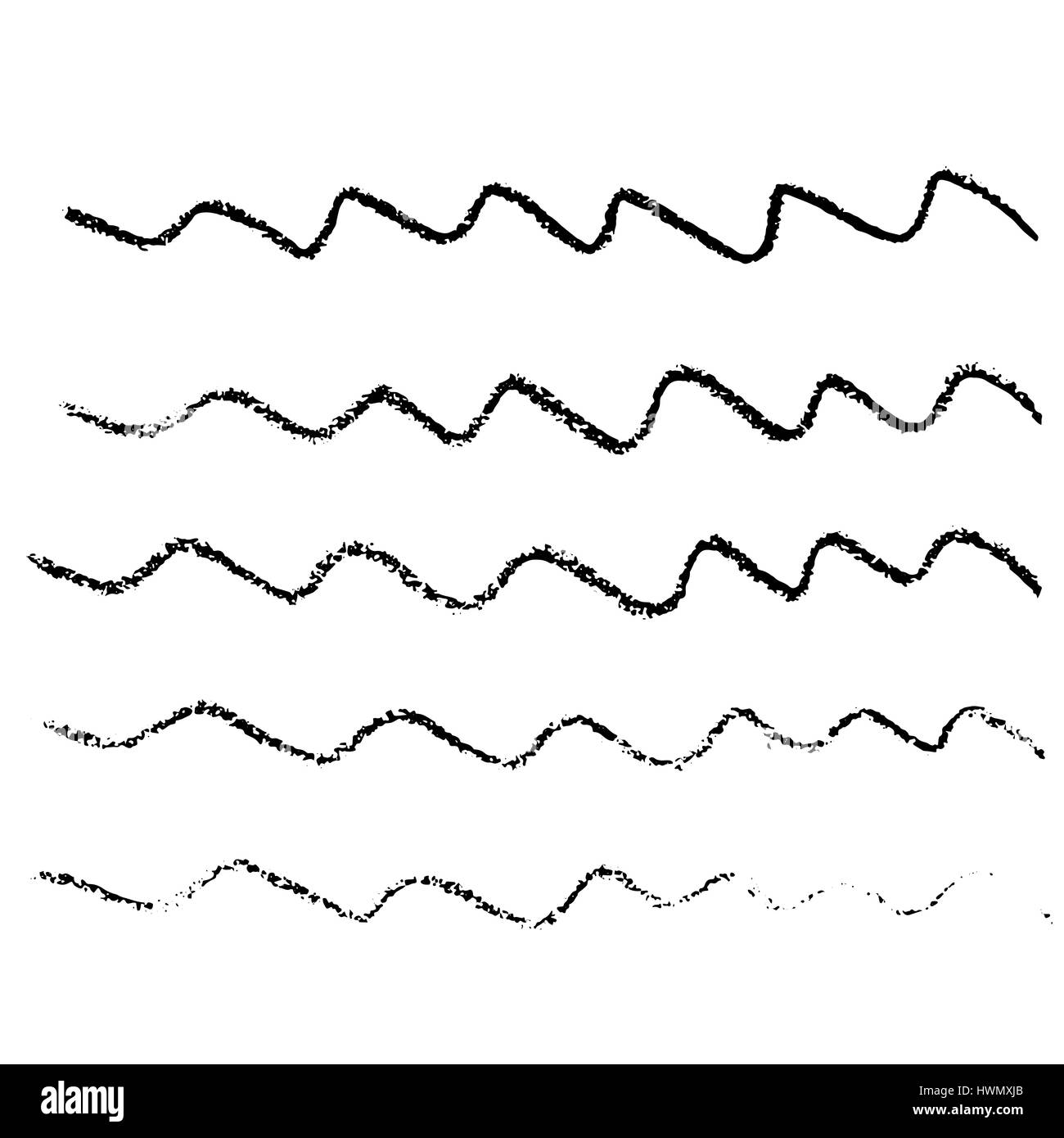 Set of chalk vector wave brush strokes. Vector illustration. Grunge ...