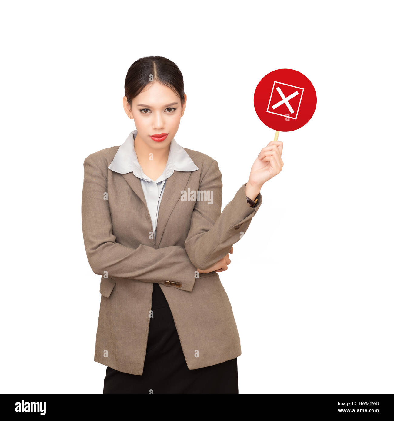 business woman is holding a checkbox, a concept of decision making ...
