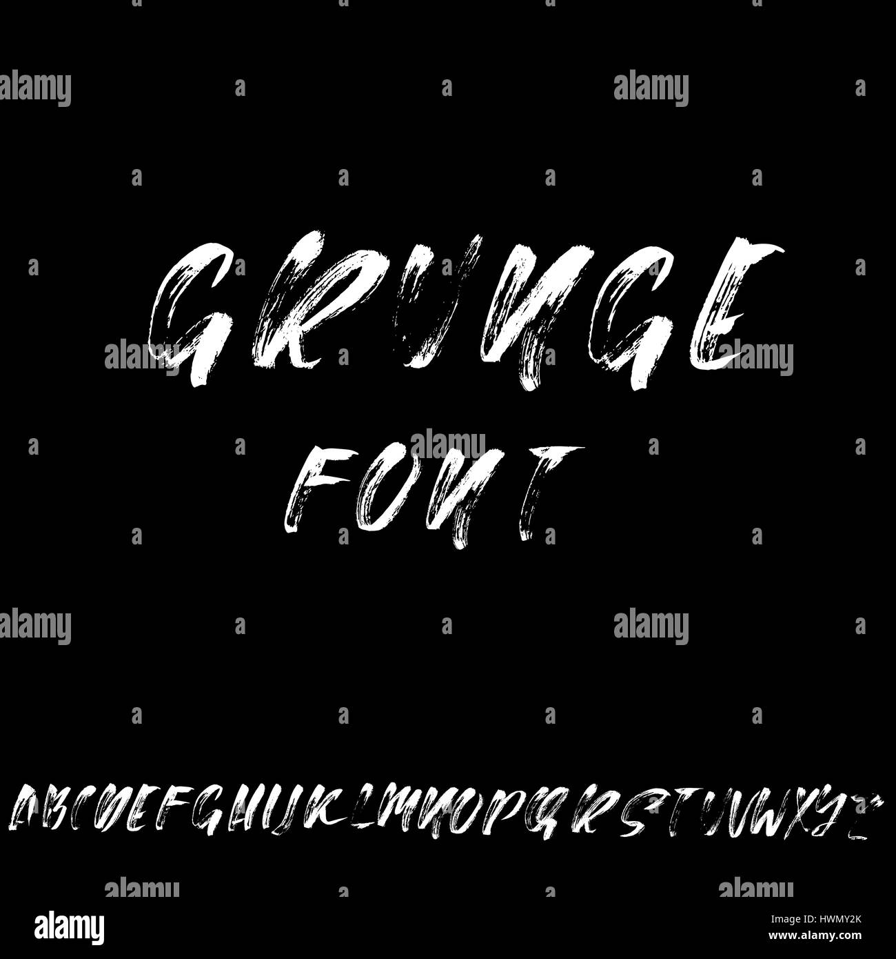 Hand drawn font made by dry brush strokes. Modern brush lettering ...