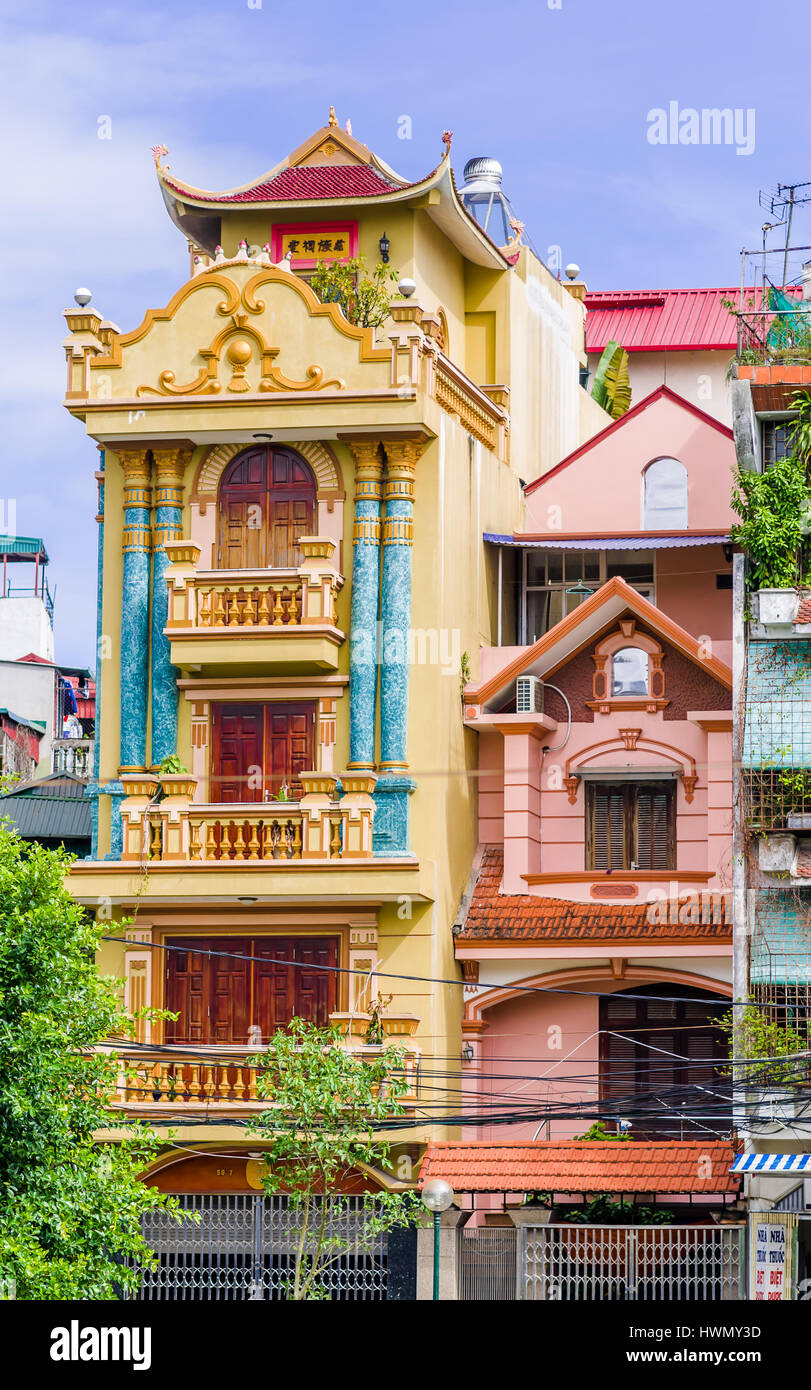 view on colorful building in Hanoi - Vietnam Stock Photo - Alamy