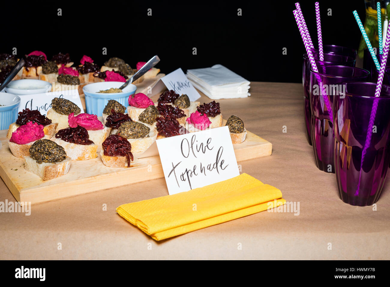 Colorful Traditional Mexican appetizers on a beautifully decorated ...