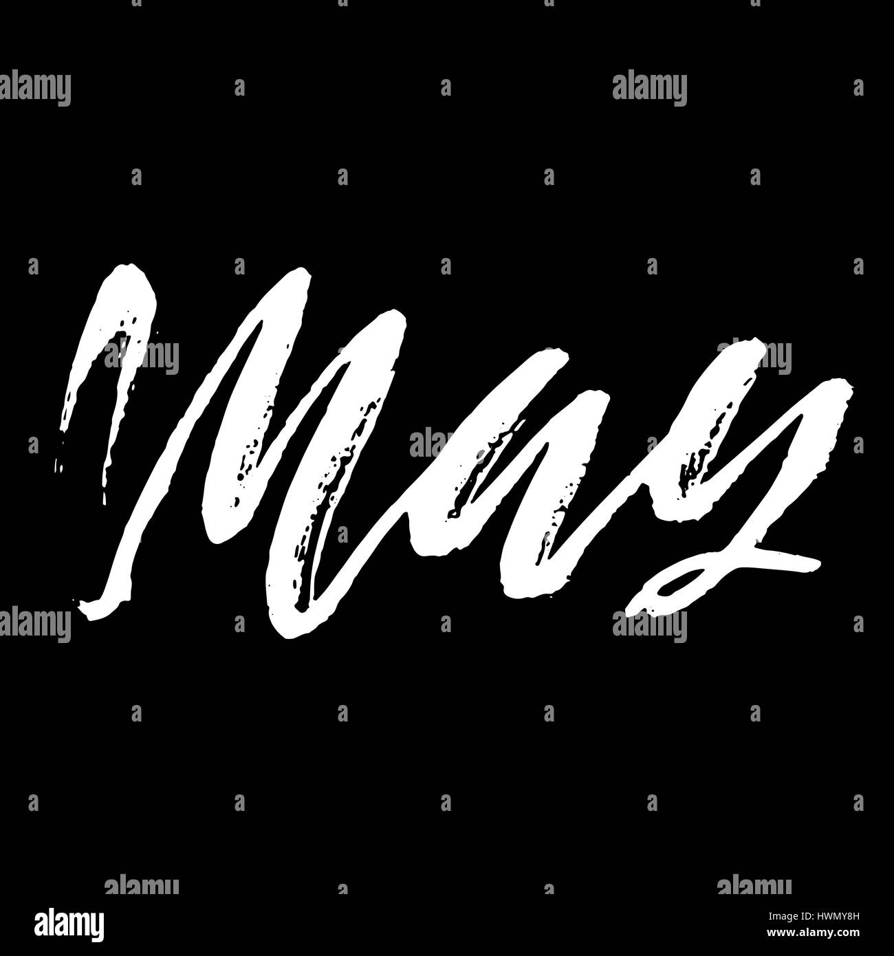May month. Ink hand drawn lettering. Modern dry brush typography ...