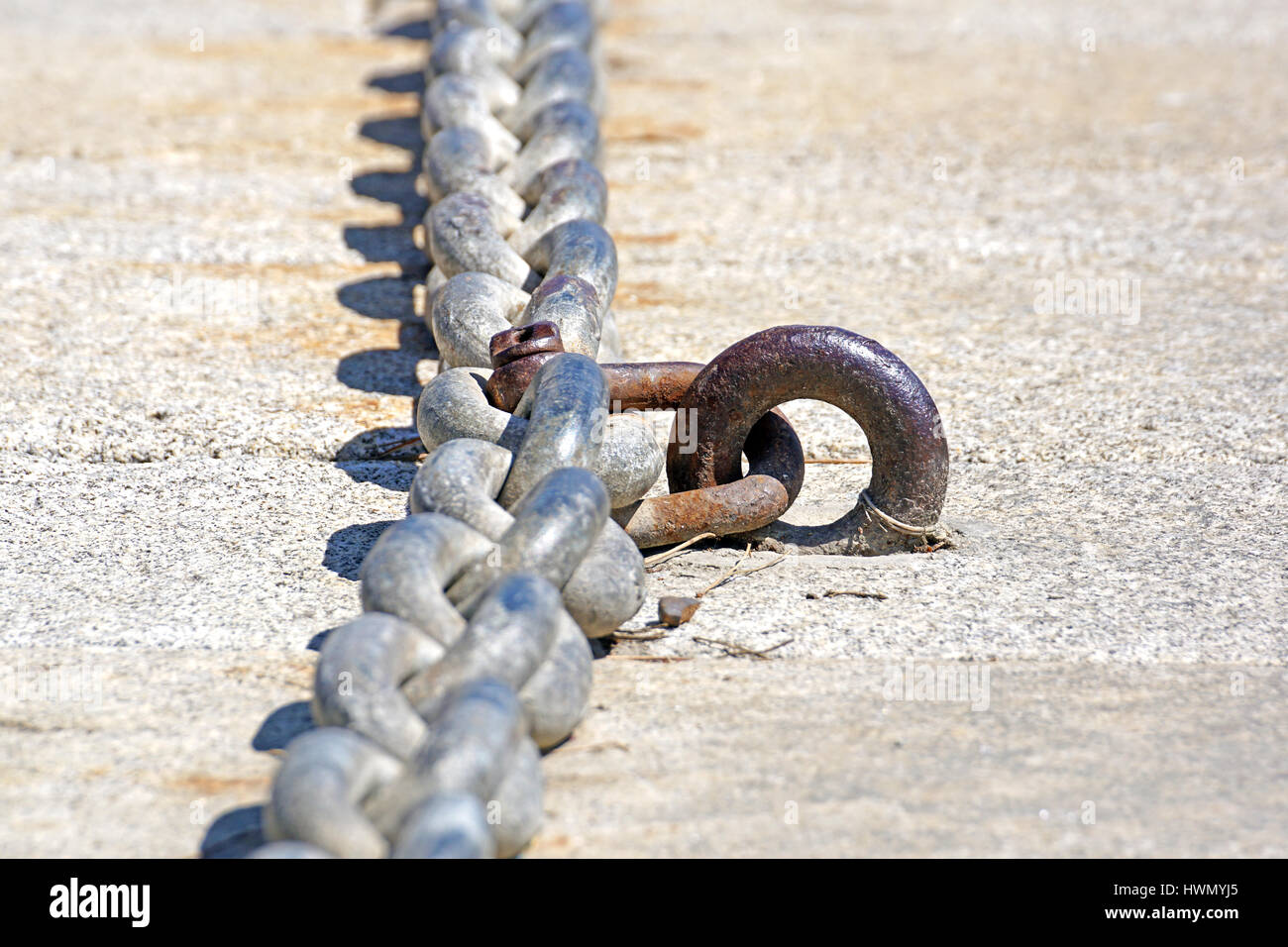 nautical anchor chains on the pier Stock Photo - Alamy
