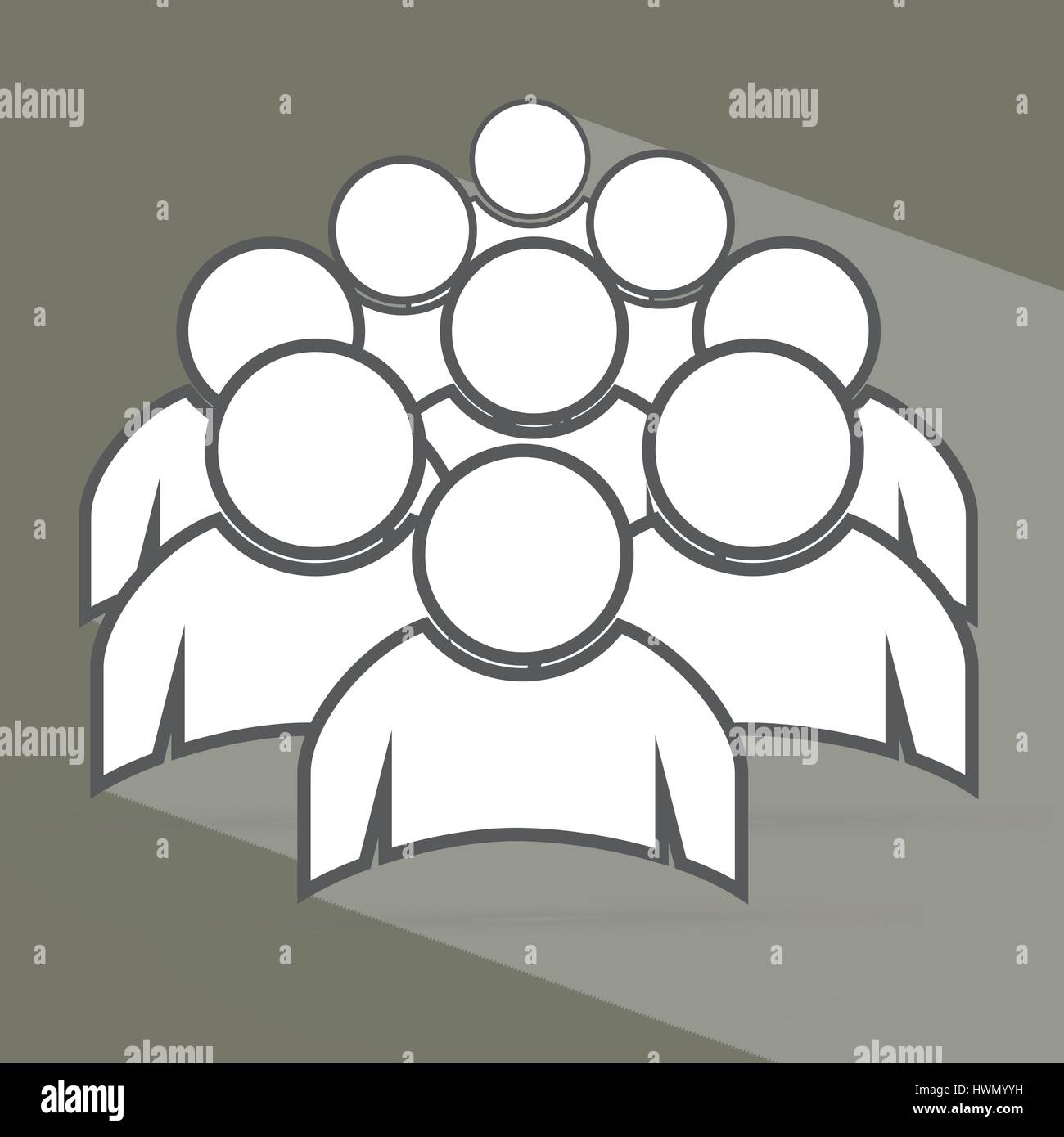 Illustration of crowd of people - icon silhouettes vector. Social icon ...