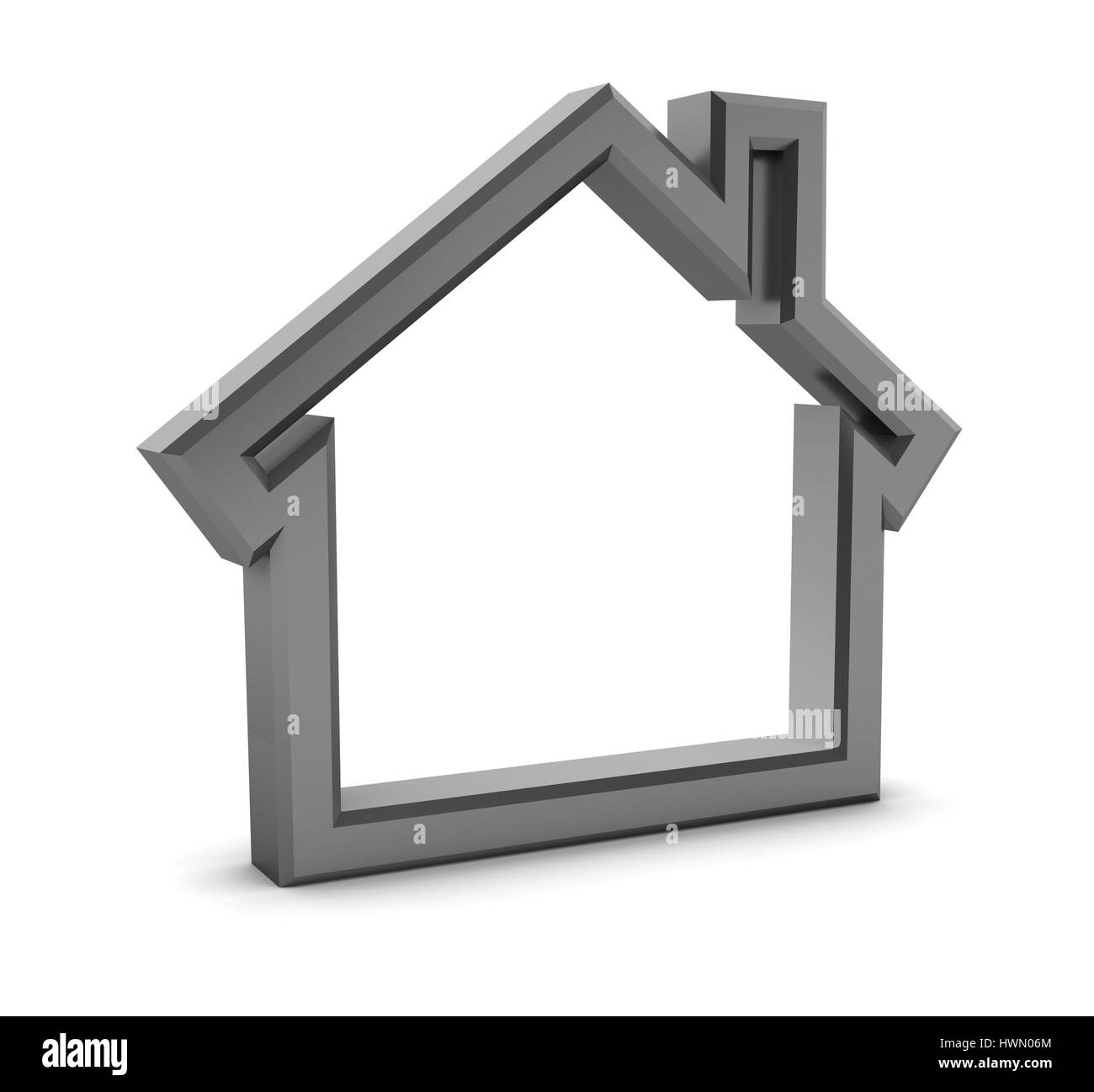 3d illustration of silver house symbol over white background Stock ...