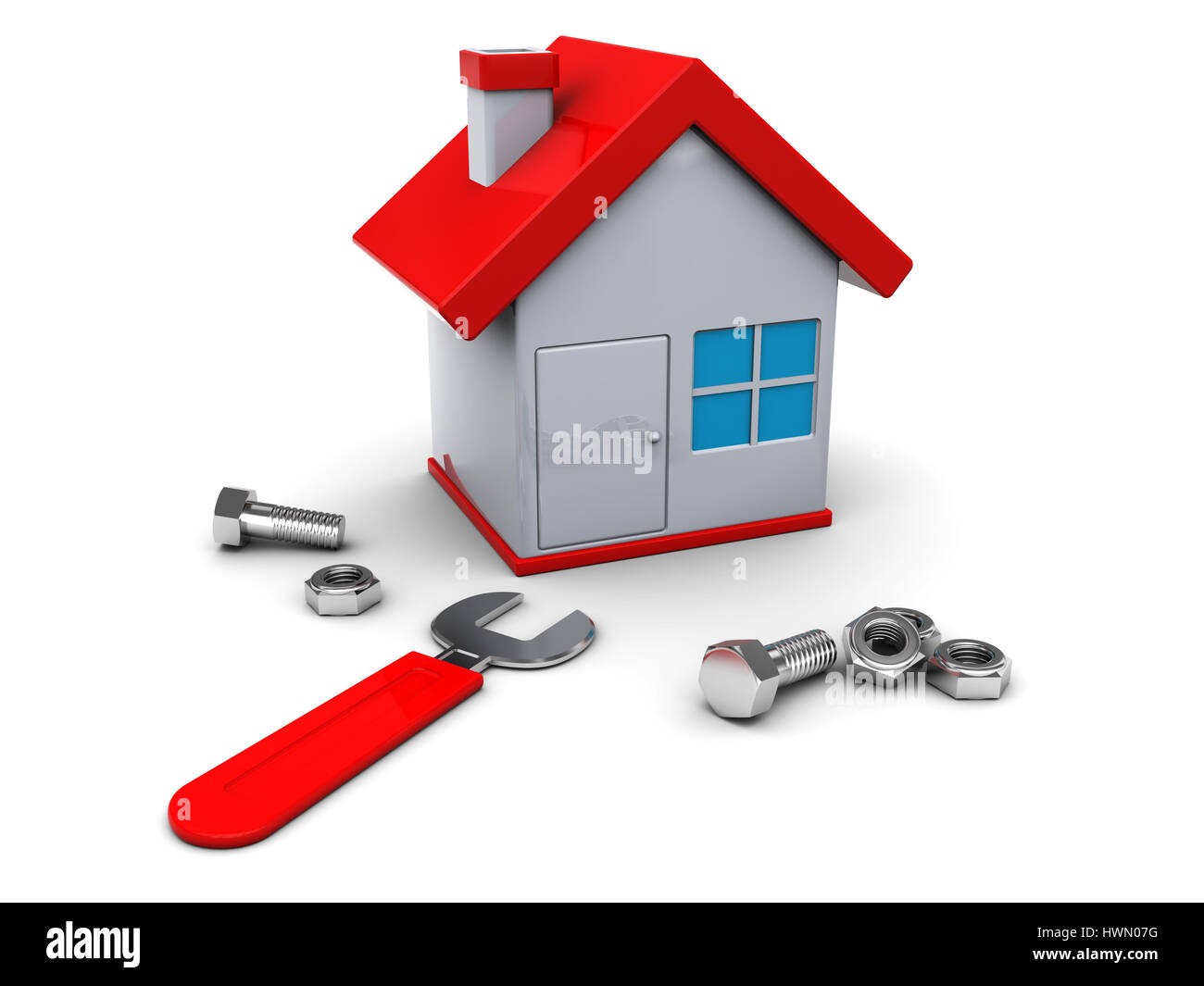 3d illustration of house repair icon or symbol Stock Photo - Alamy