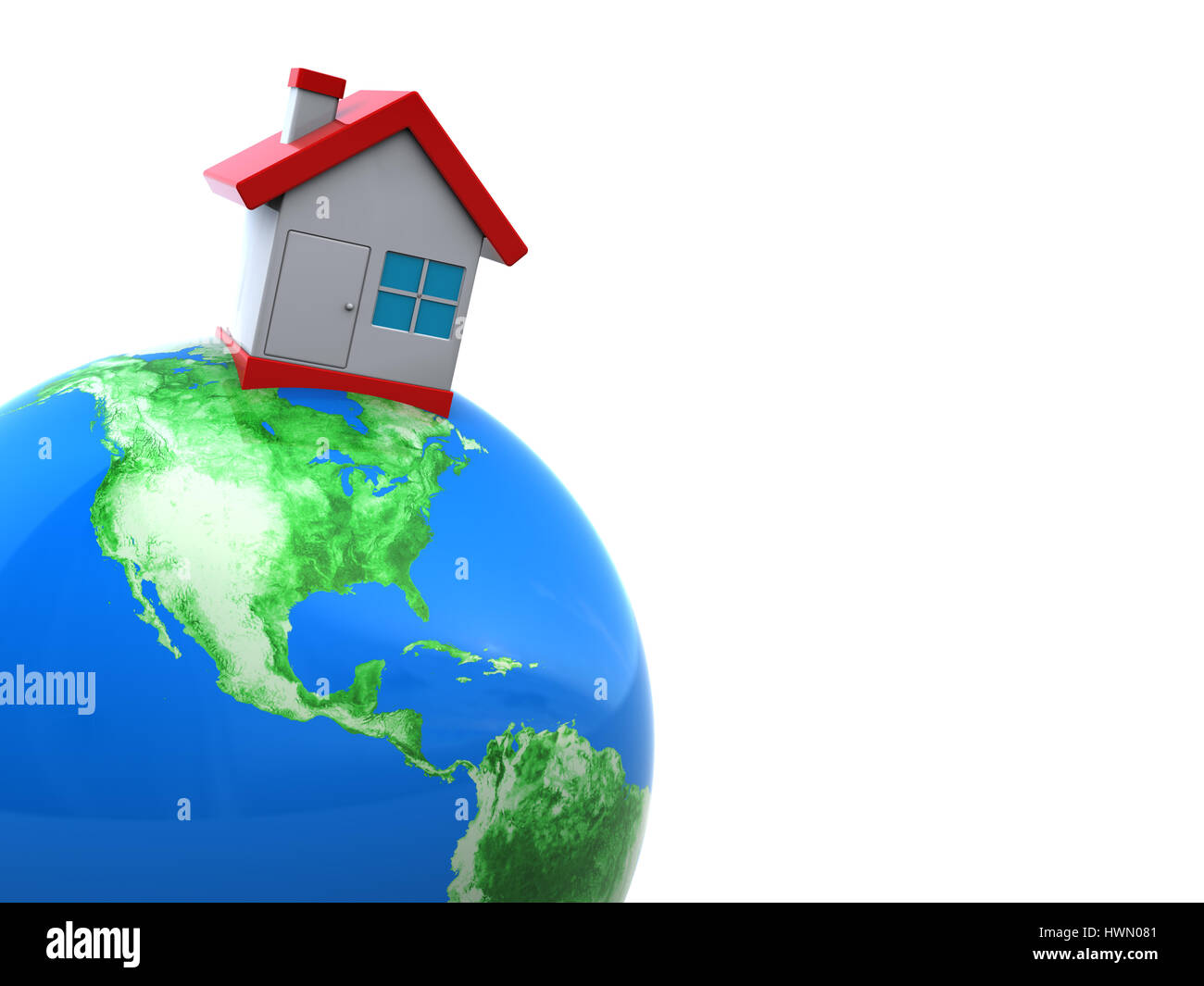 abstract 3d illustration of house on earth globe Stock Photo - Alamy