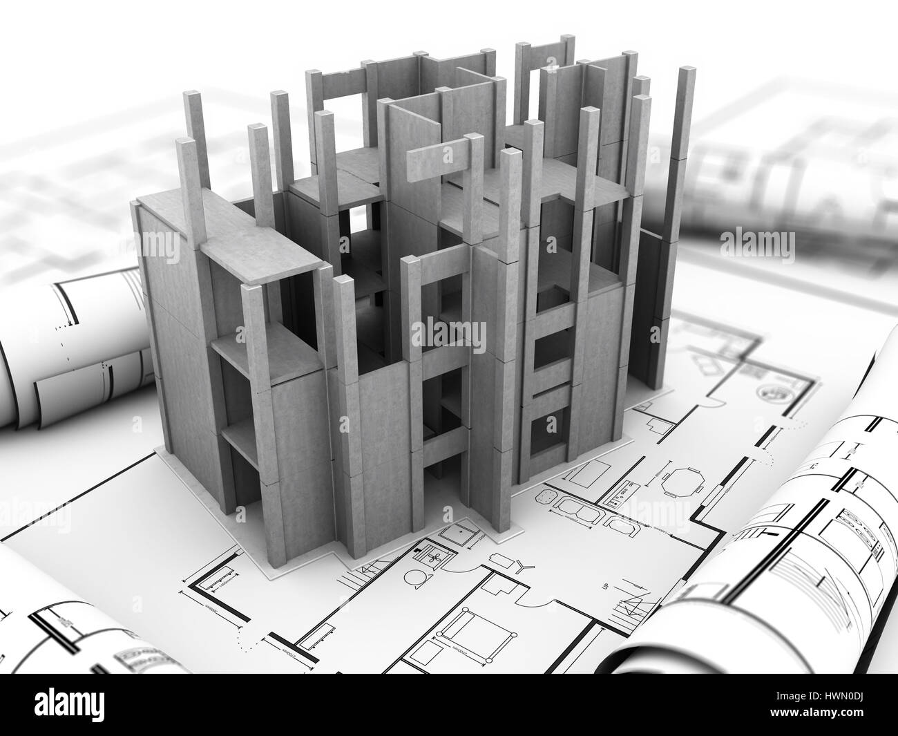 Architecture model blueprint Black and White Stock Photos & Images - Alamy