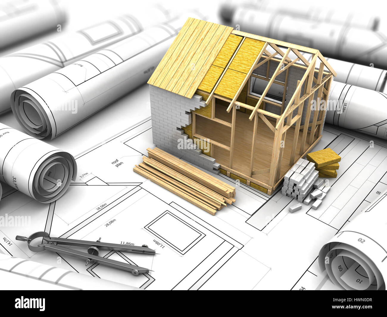 3d illustration of house structure design Stock Photo - Alamy