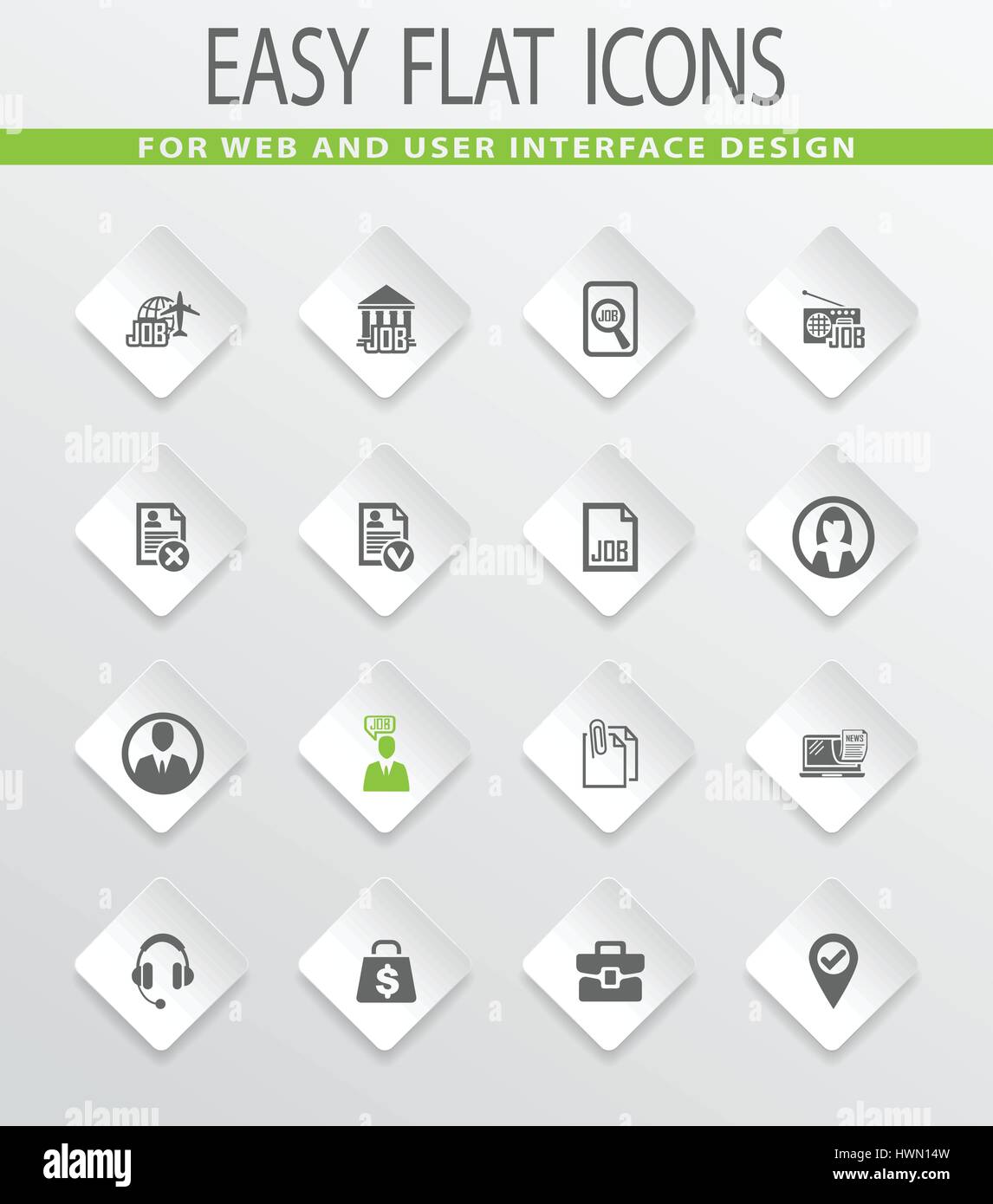 Job easy flat web icons for user interface design Stock Vector Image ...