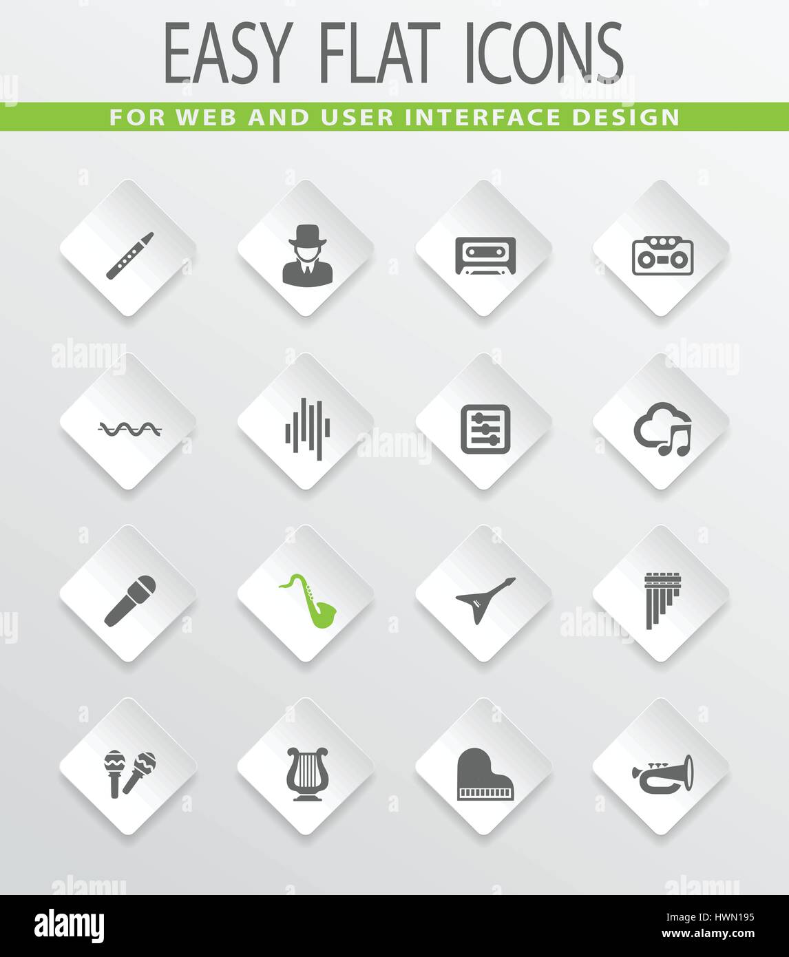Music easy flat web icons for user interface design Stock Vector Image ...