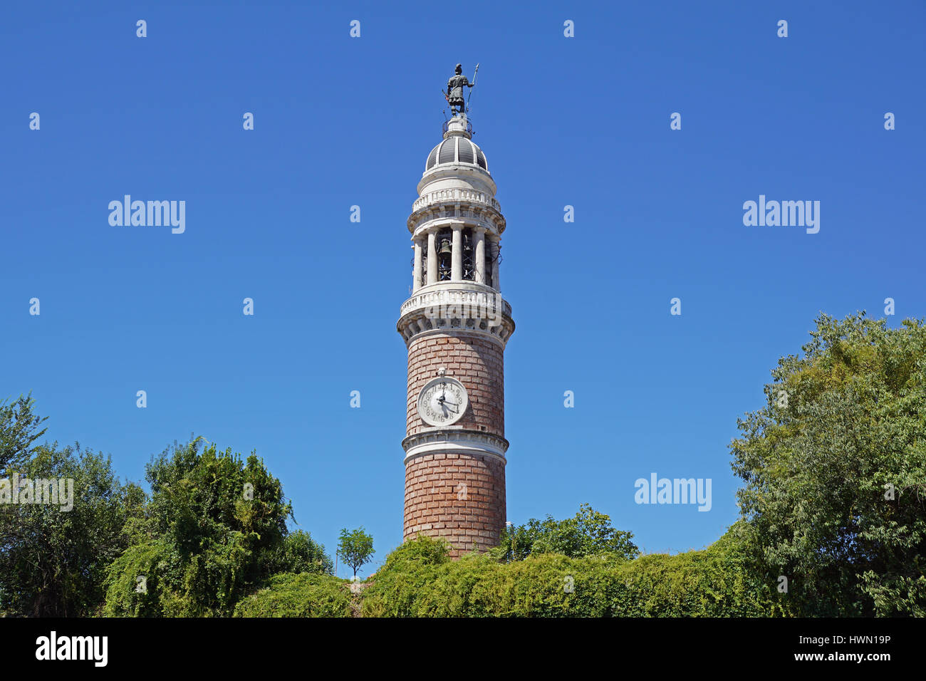 brick clock tower in Italy Stock Photo - Alamy