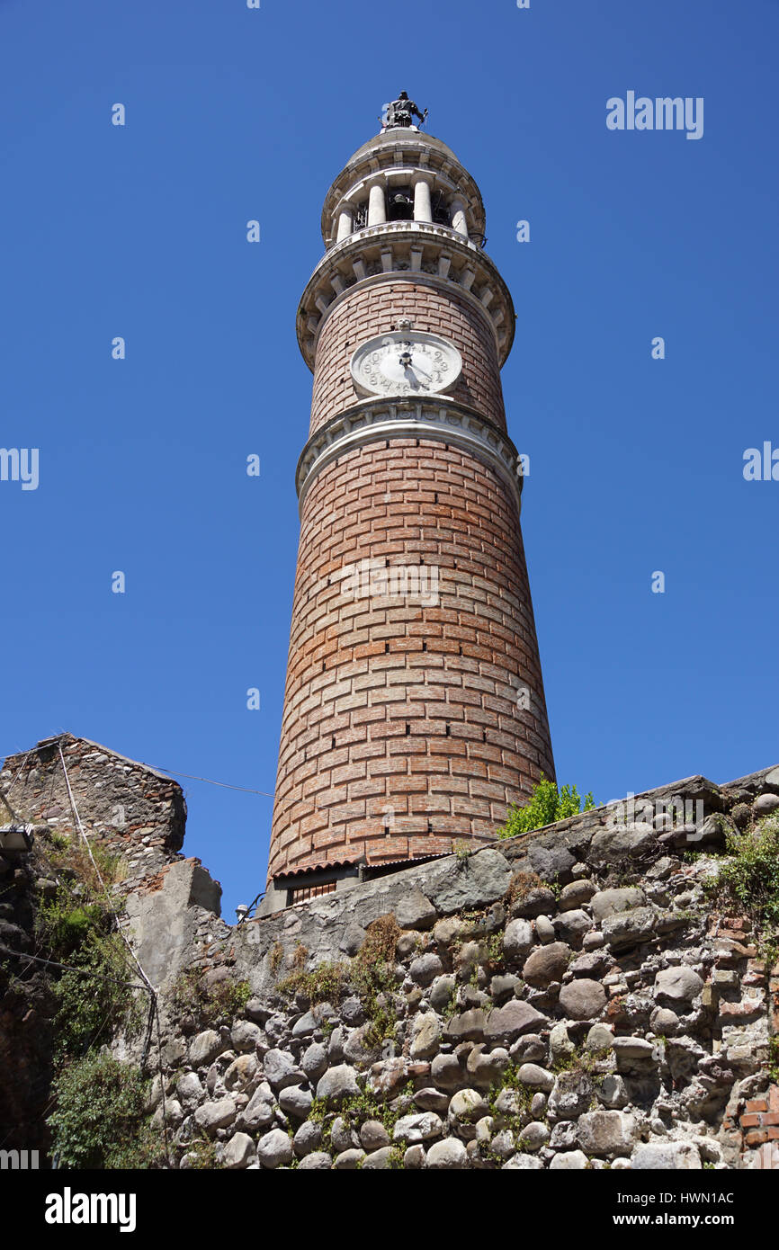 brick clock tower in Italy Stock Photo - Alamy