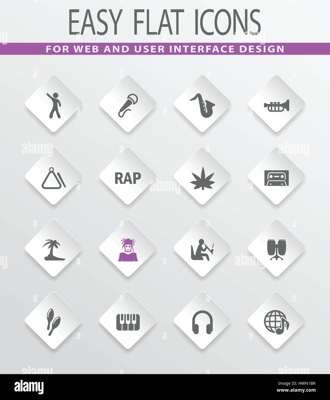 Rap Music easy flat web icons for user interface design Stock Vector ...