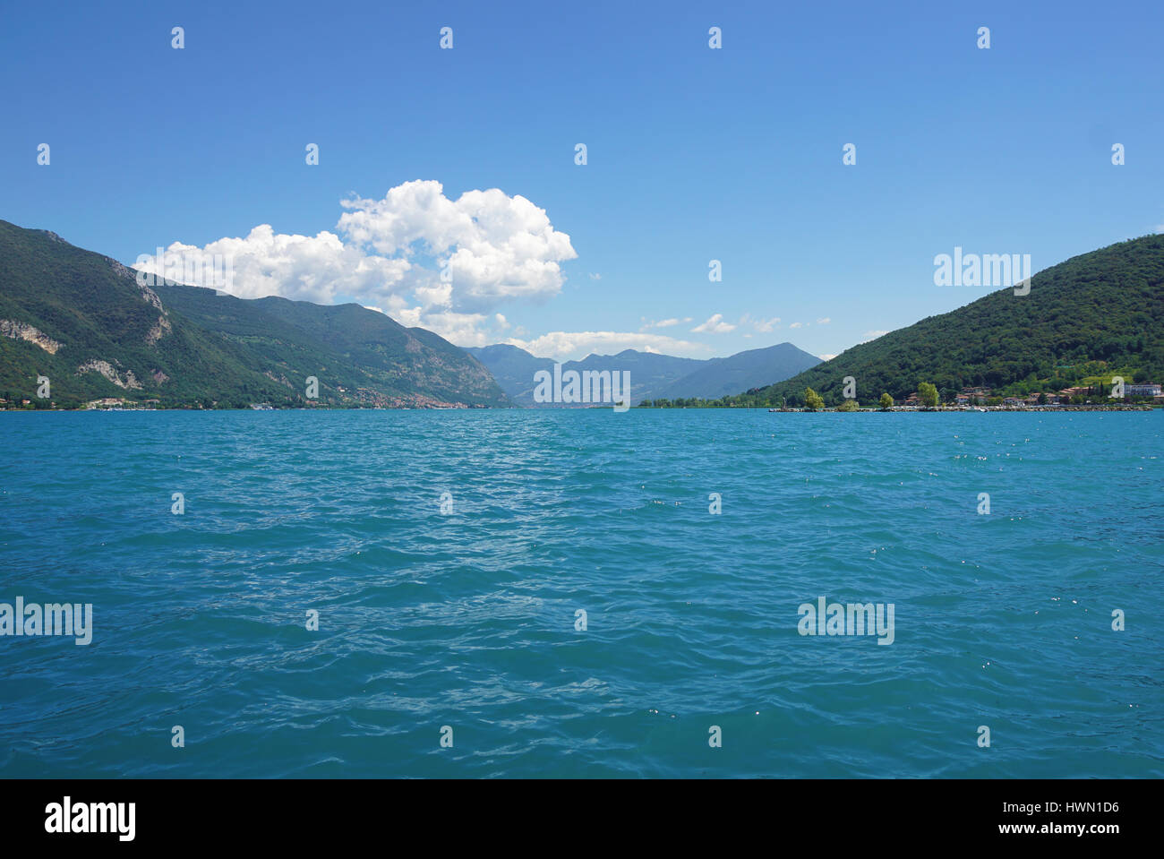 View above big beautiful lake Stock Photo - Alamy