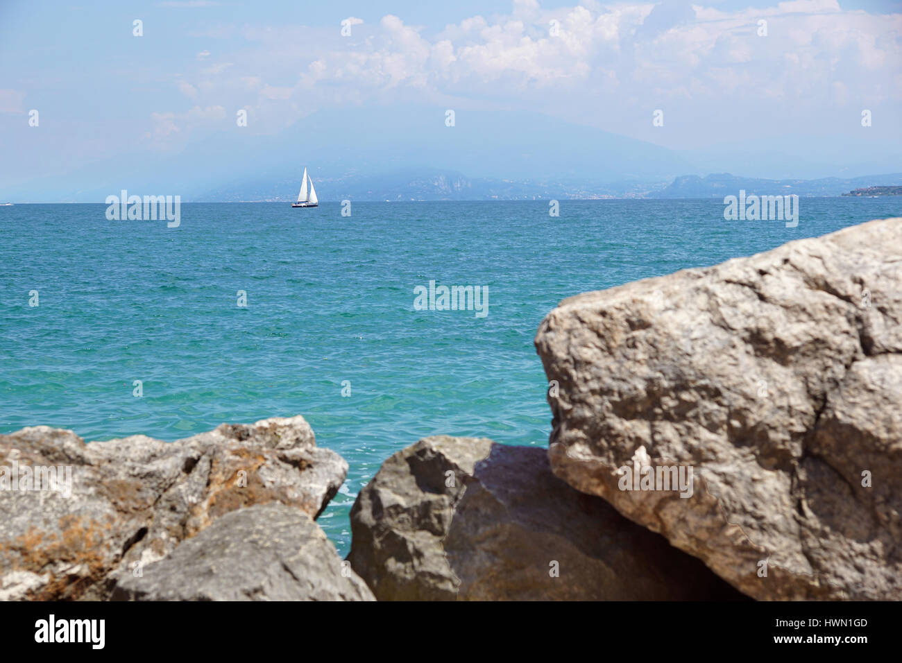 View above big beautiful lake Stock Photo - Alamy