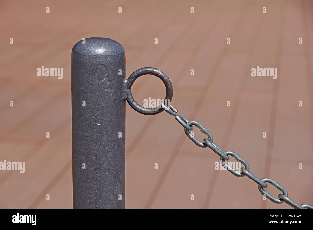 Railing Post with a chain Stock Photo - Alamy