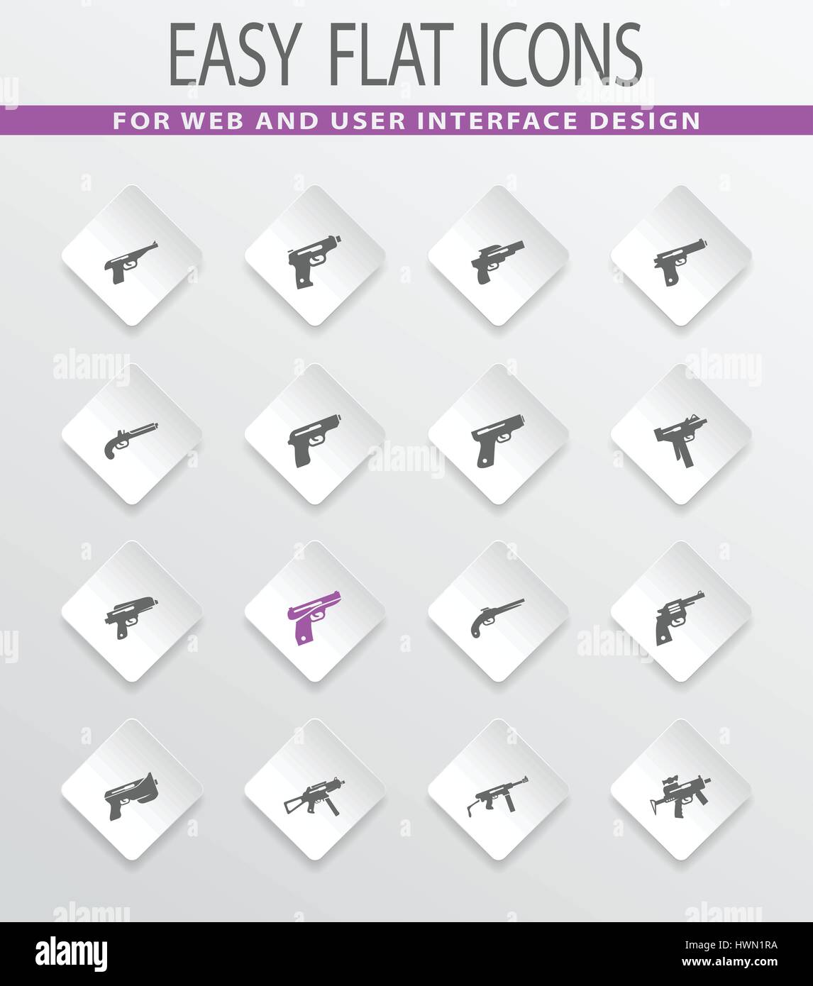 Hand weapons easy flat web icons for user interface design Stock Vector ...