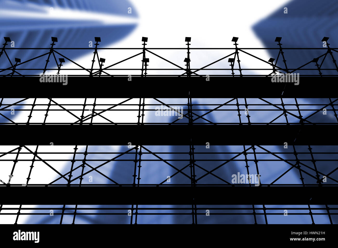 3d image of construction scaffolding against low angle view of ...