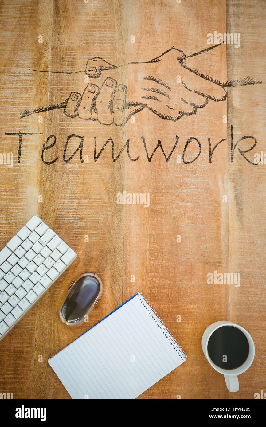 Hands touching against business desk with coffee and laptop Stock Photo ...