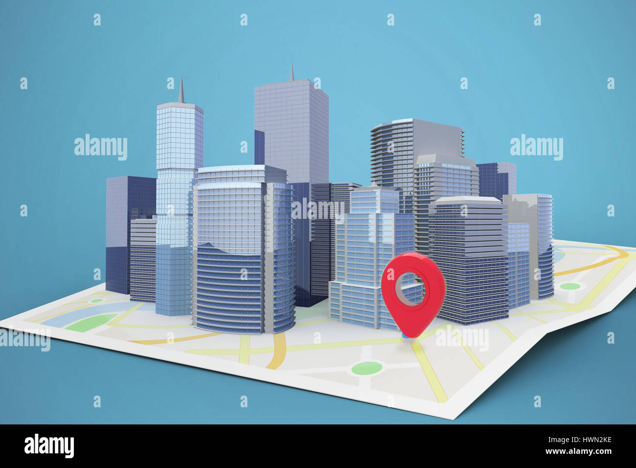 Three dimensional image of modern buildings against blue 3d Stock Photo ...