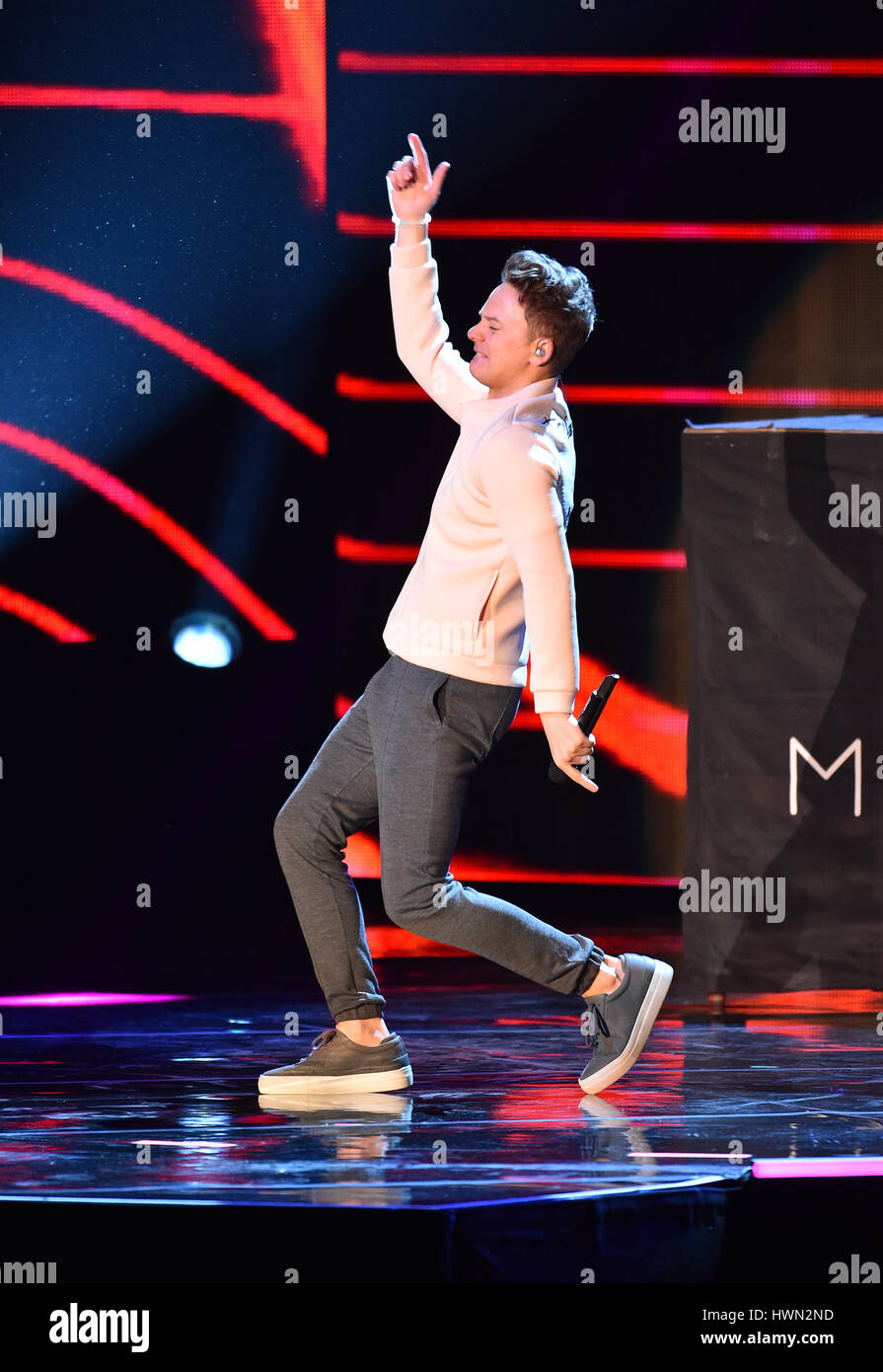 Conor Maynard on stage at the We Day UK charity event and concert, The ...