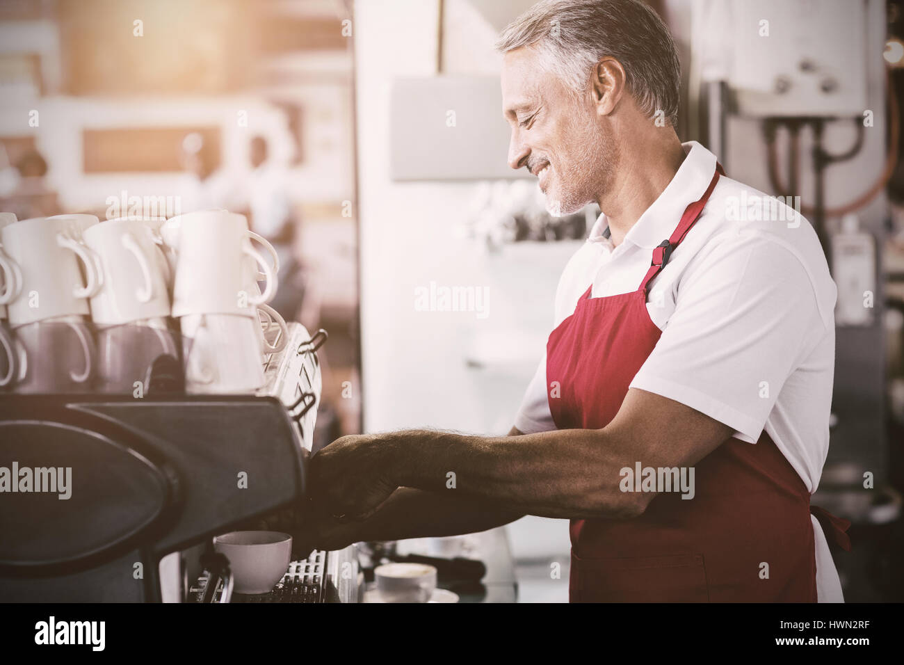 Barista espresso machine making man employee worker working hi-res ...