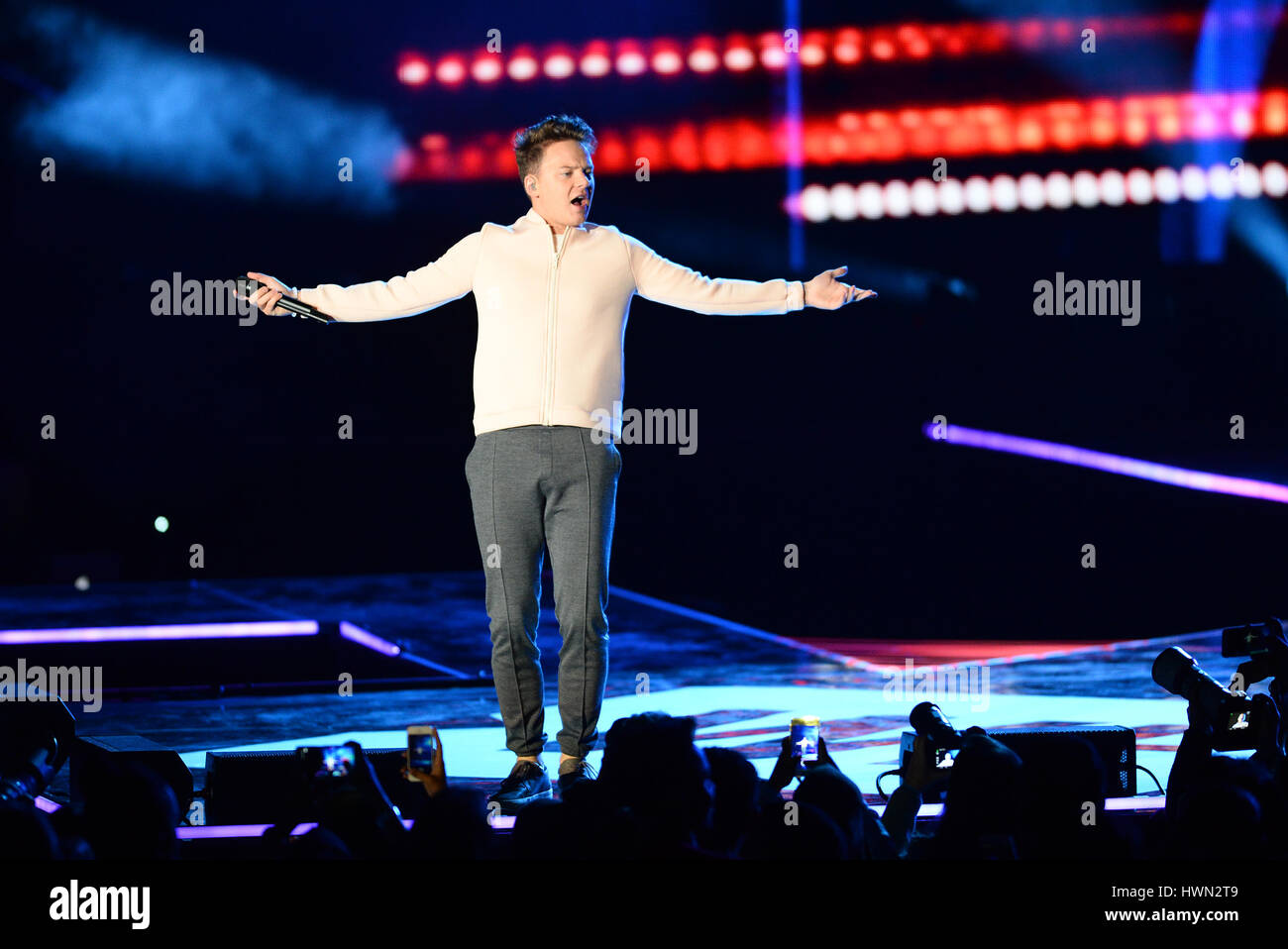 Conor Maynard on stage at the We Day UK charity event and concert, The ...