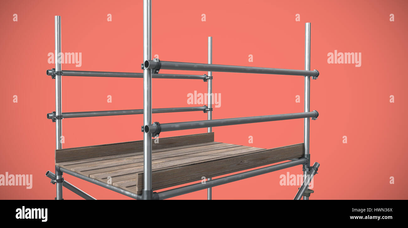 3d image of scaffolding against orange paper Stock Photo - Alamy