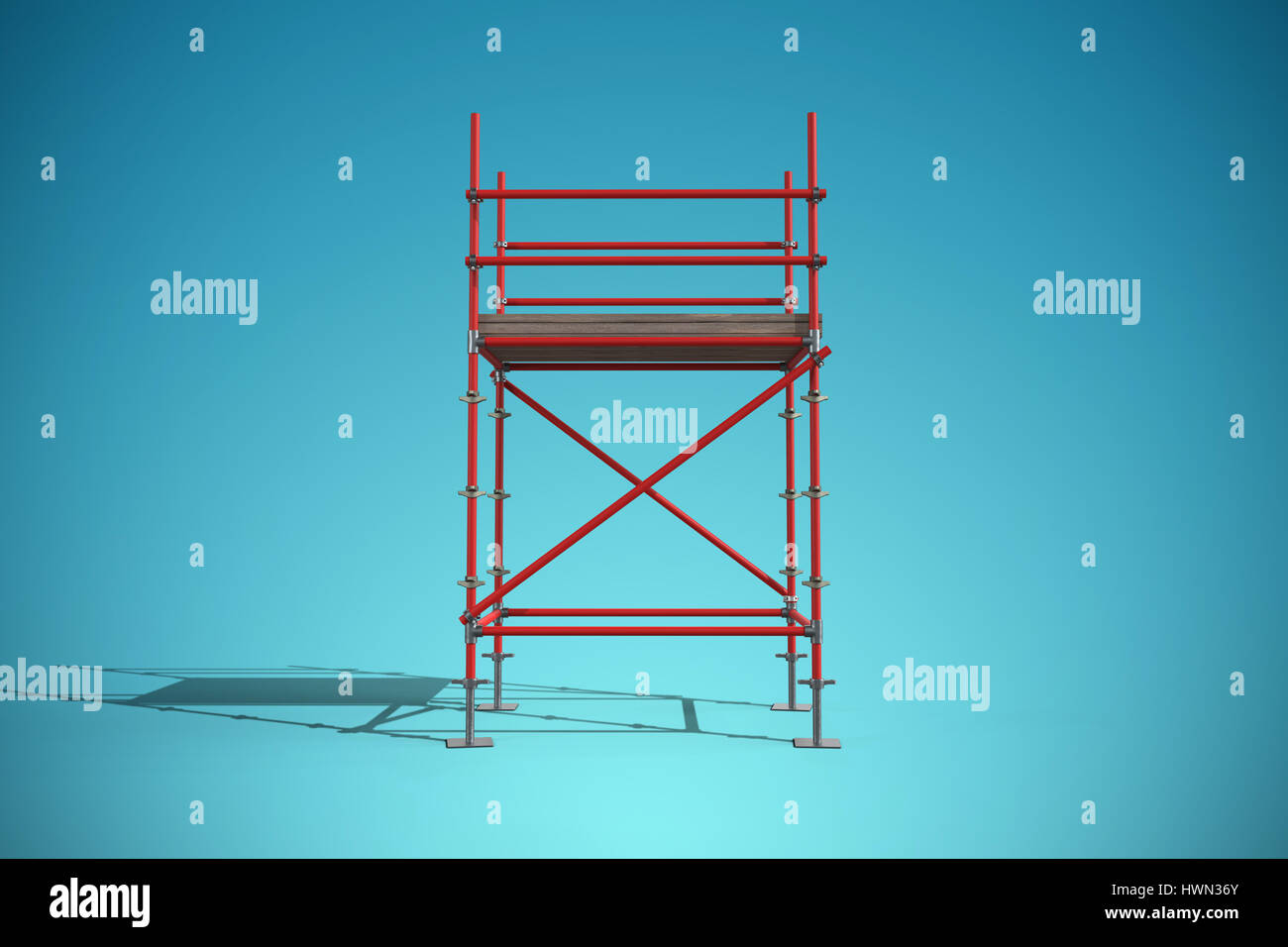 Three dimension image of red scaffold frame against blue vignette ...