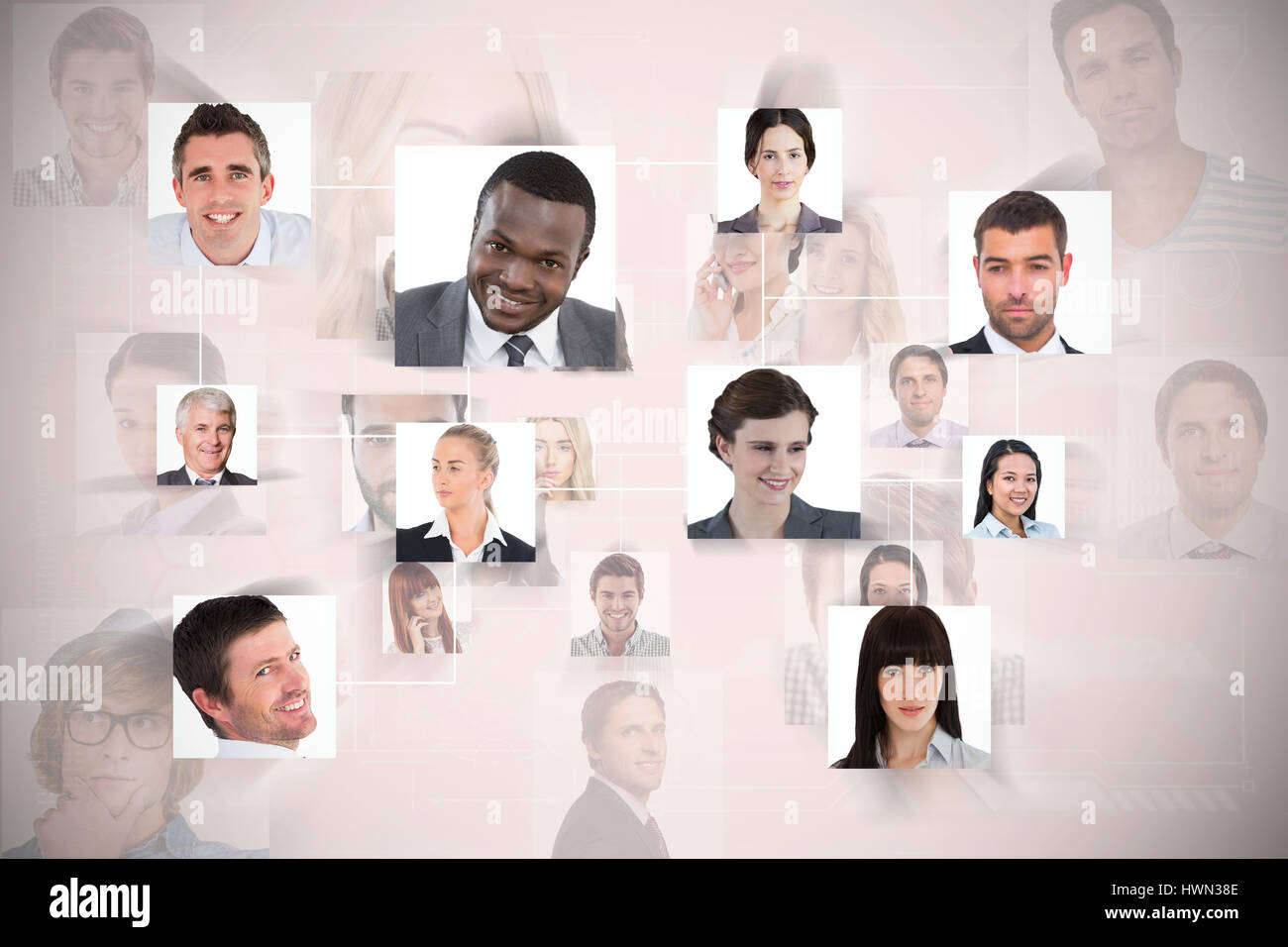 Connection between people against neutral background Stock Photo - Alamy