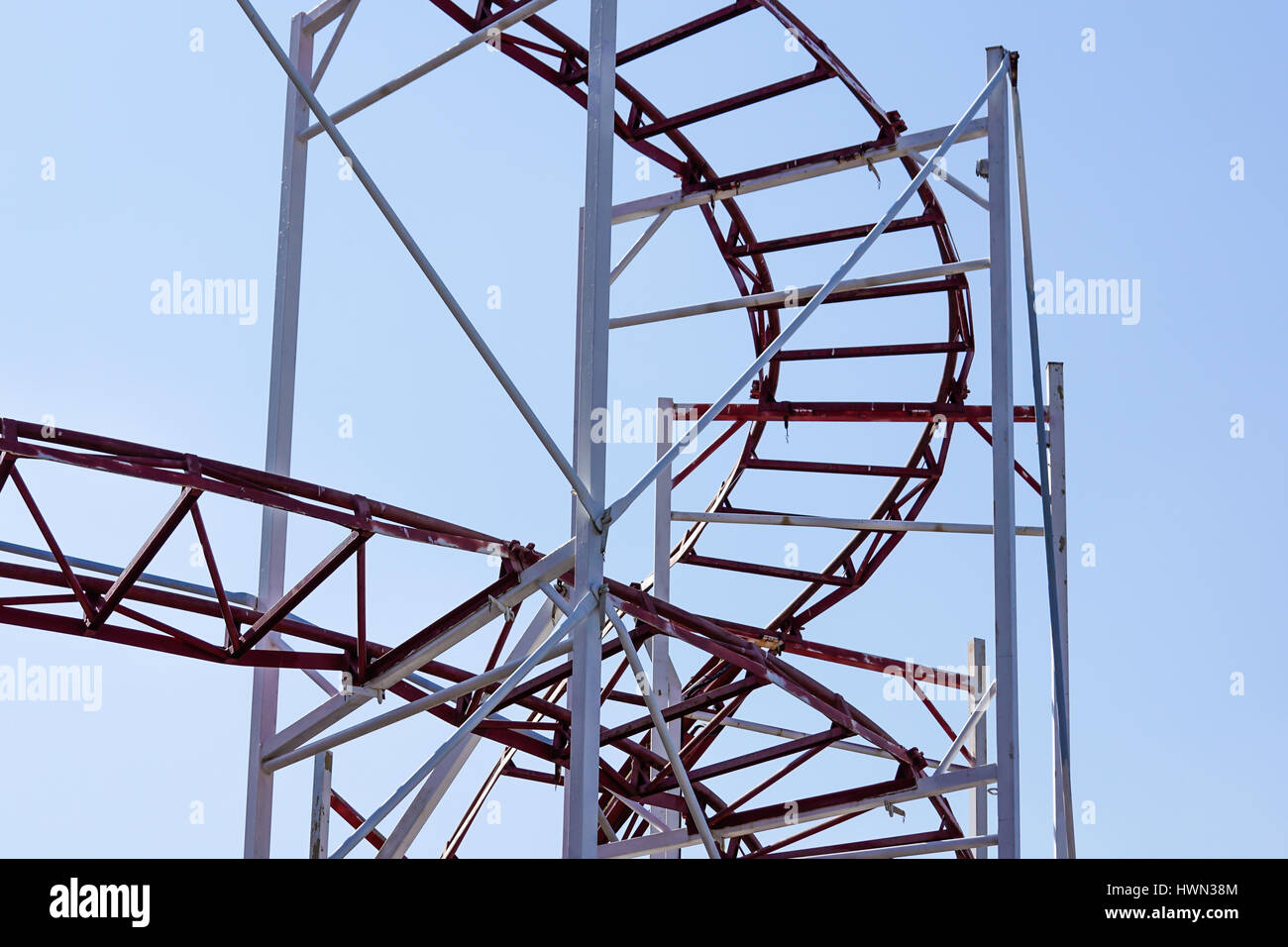 Rollercoaster against blue sky in the evening Stock Photo - Alamy