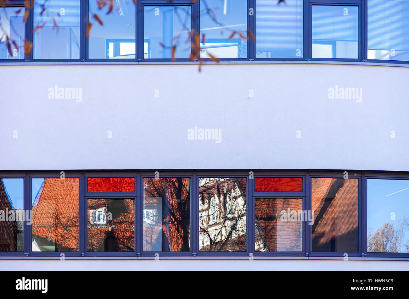 Textures of the city - Reflections of old historic buildings in the ...