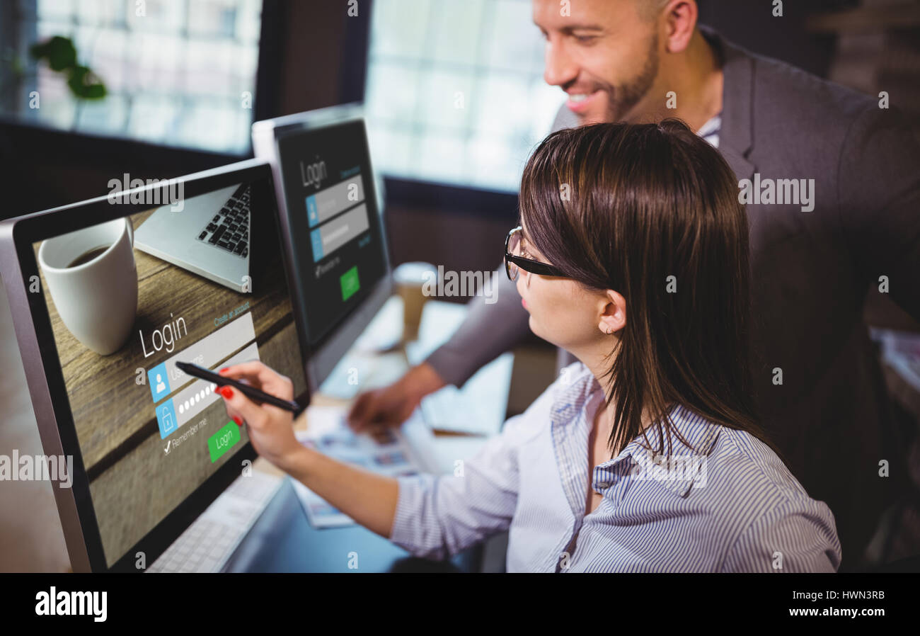 Login computer colleague hi-res stock photography and images - Alamy